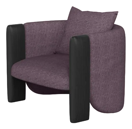 Modern Sunset Armchair in Purple Fabric and Black Stained Ash by Javier ...