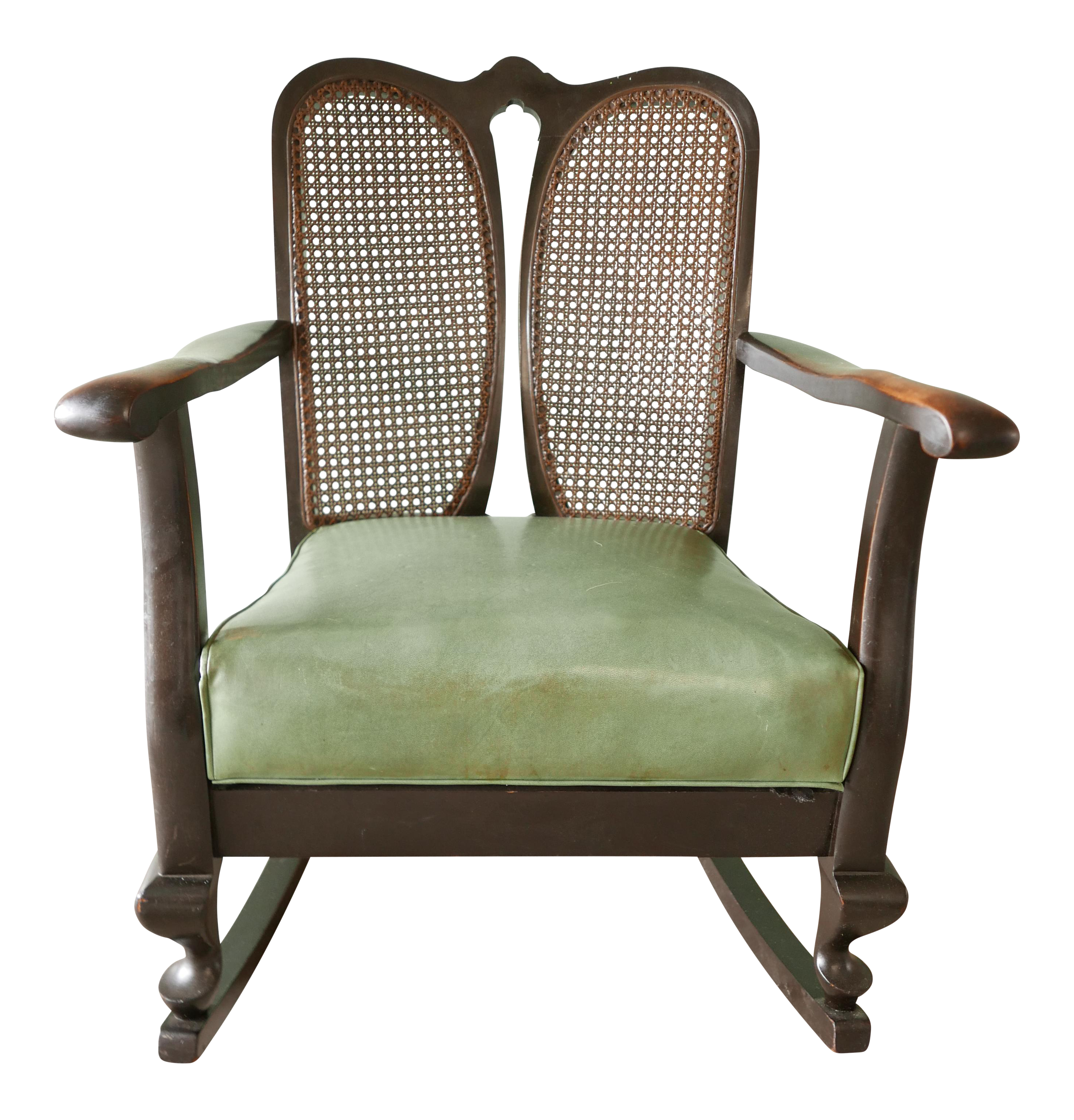 Antique Black Cane Back Rocker | Chairish