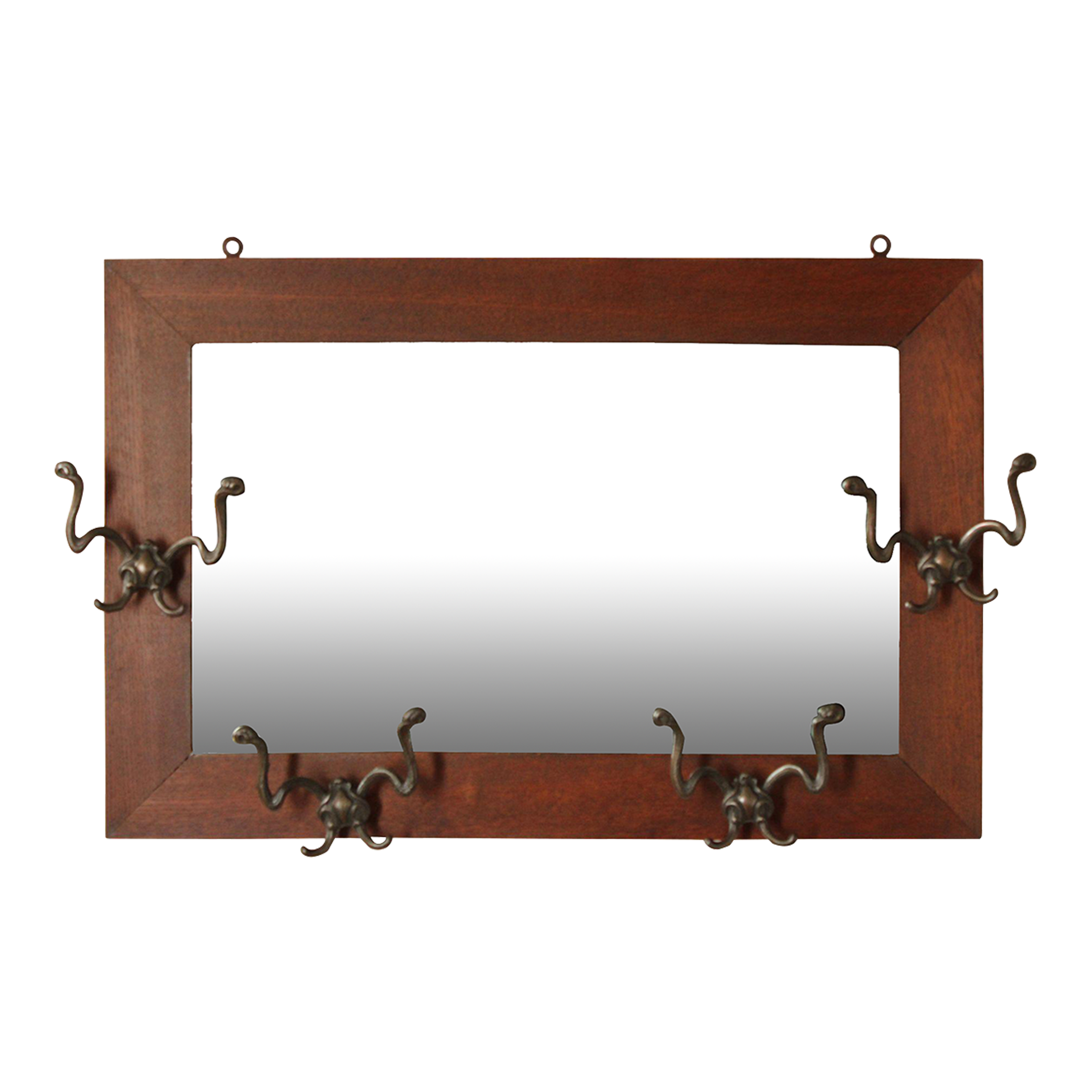 Antique Victorian Oak Hall Mirror Hat Rack | Chairish