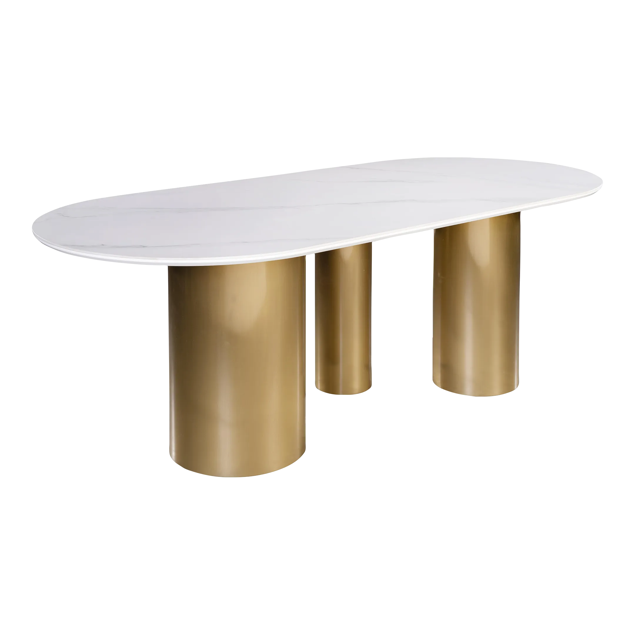 Balmain White Oval Stone Top Dining Table for 6 | Chairish