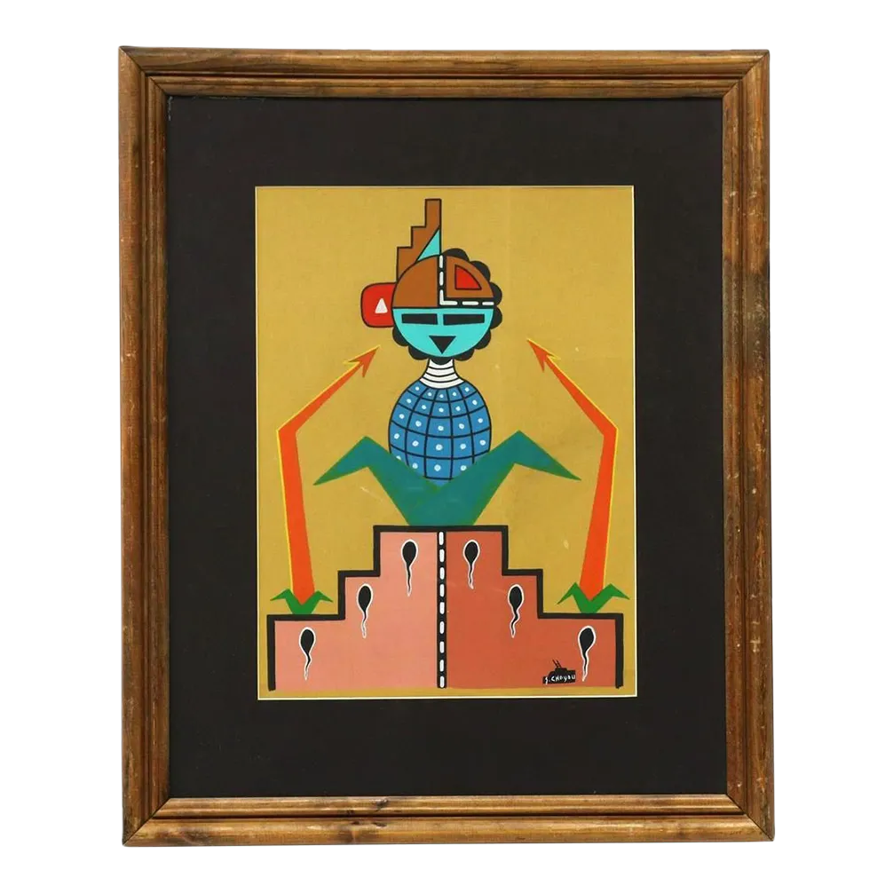 Vintage Native American Corn Maiden Painting Signed by Hopi Artist G ...