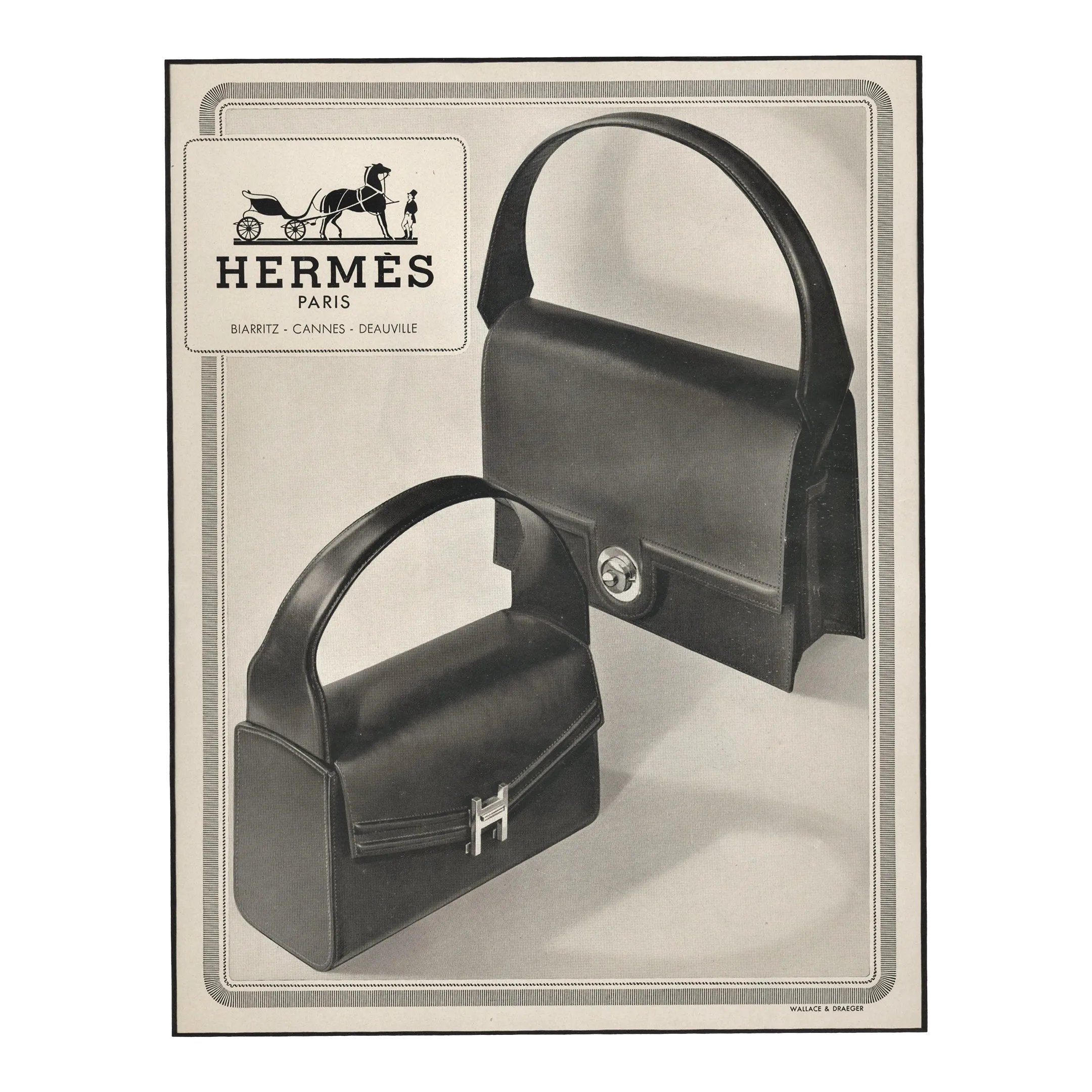1949 Mid-Century French Hermes Handbag Advertisement Print, Matted ...