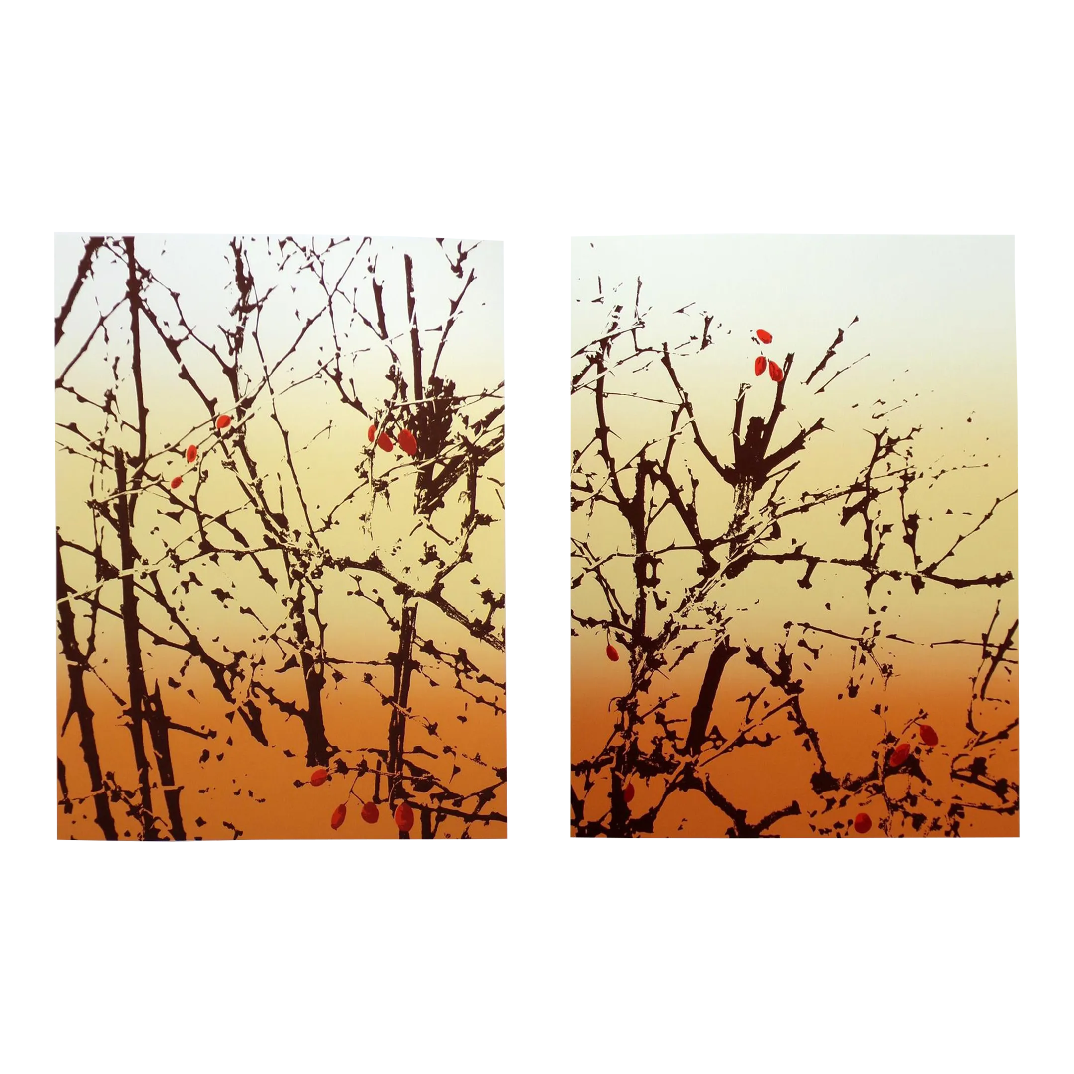1980s Jim Boutwell "Summerberries I & II" Diptych Signed and Numbered ...