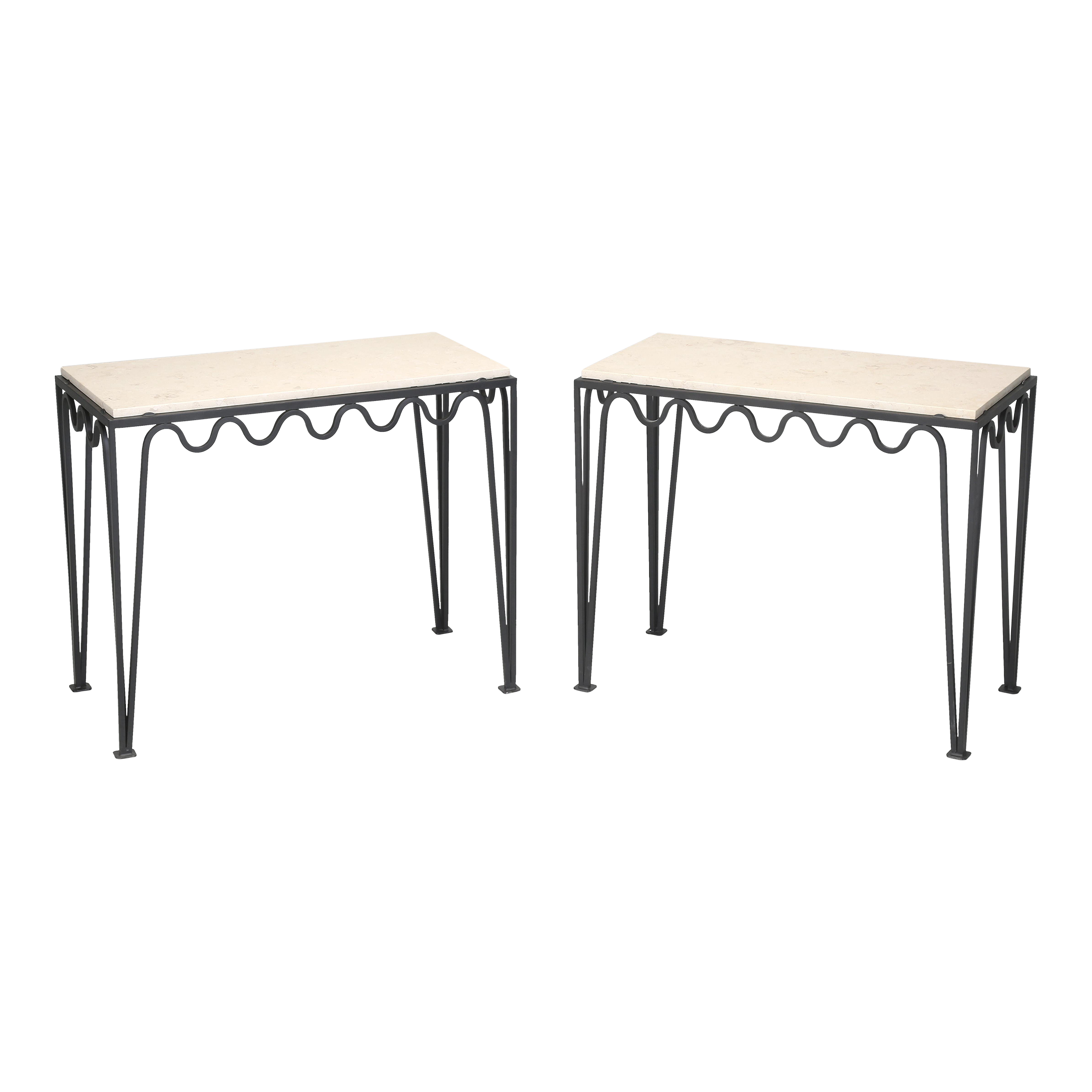 Pair Undulating 'Méandre' Wrought Iron and Limestone Consoles by Design ...