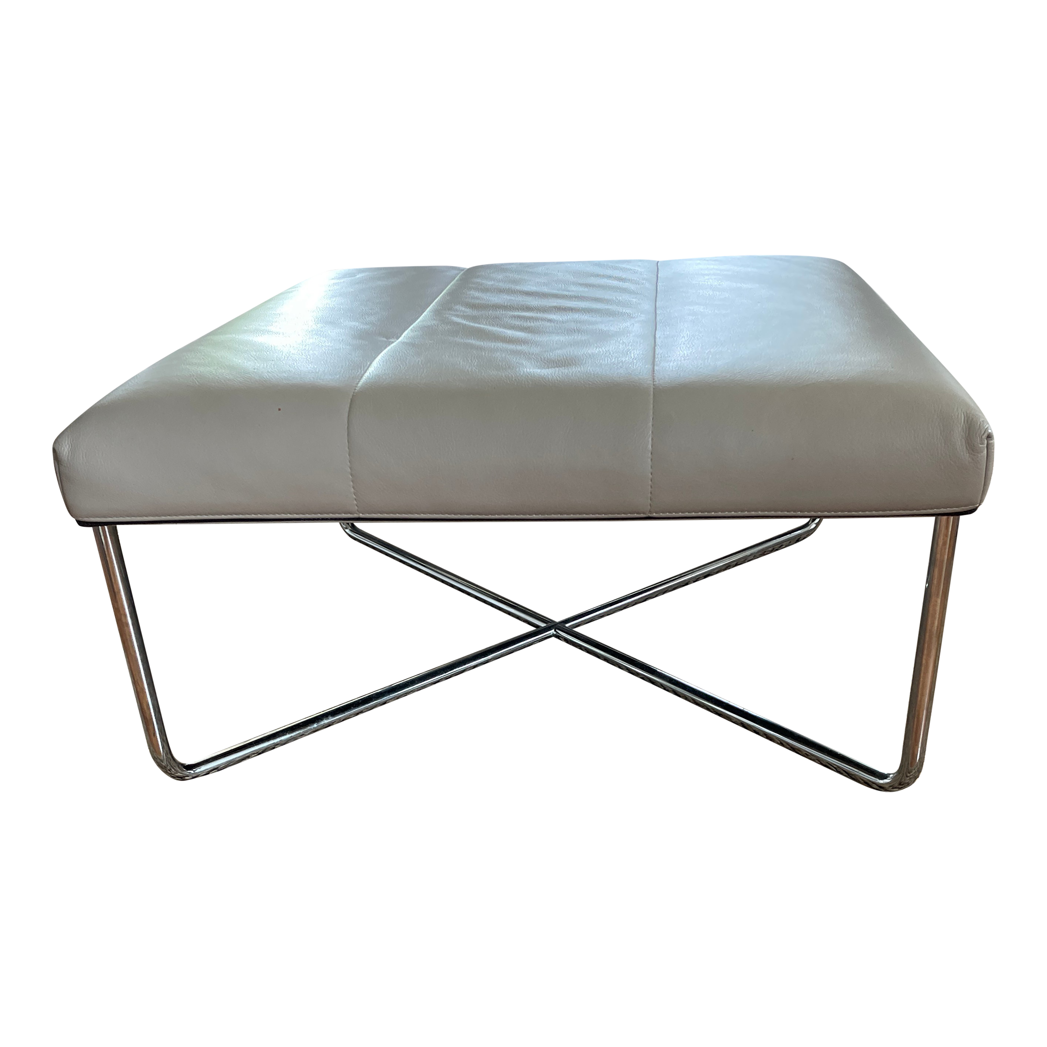 Minotti Leather Ottoman | Chairish