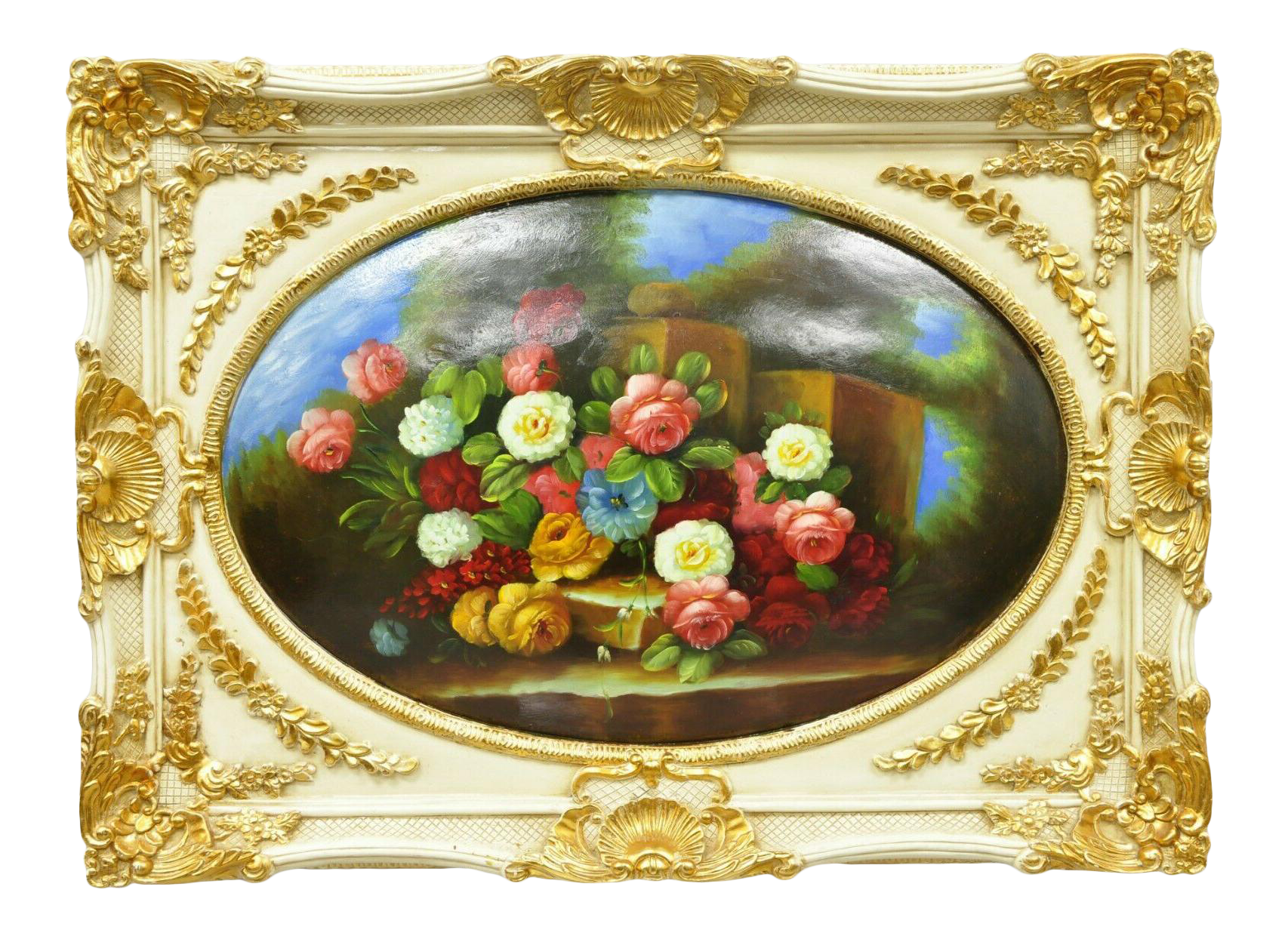 Vintage Italian Rococo Flower Still Life Wall Art Painting by Mirtex ...