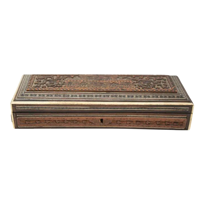 Fine Antique Anglo Indian Mughal Carved Box | Chairish