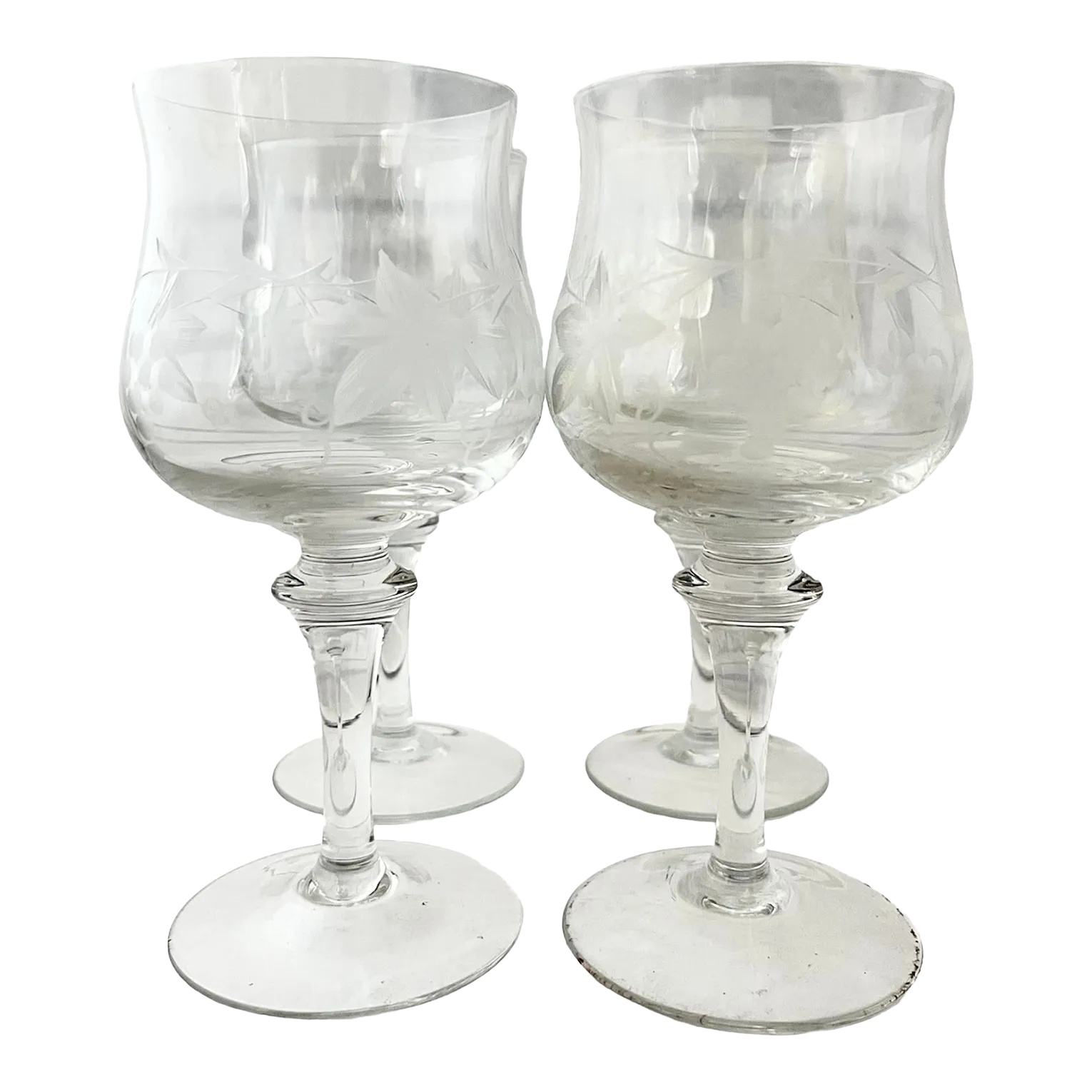 1970s Princess House Crystal Wine Glasses- Set of 4 | Chairish