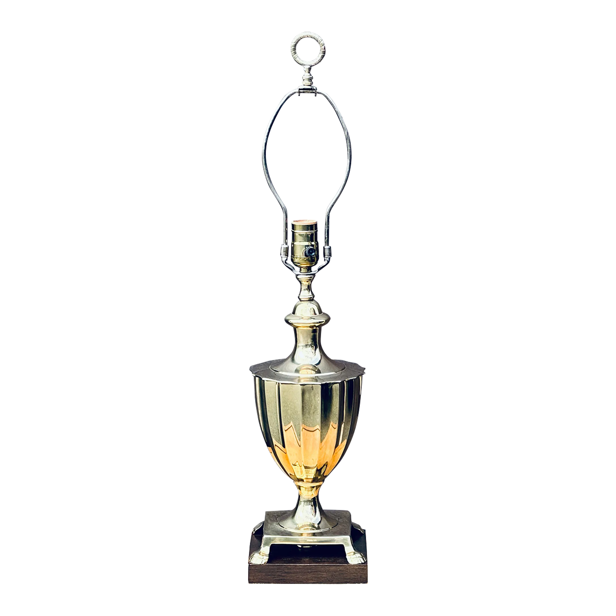 Vintage Solid Brass Footed Urn Table Lamp With Incised Ring Finial ...