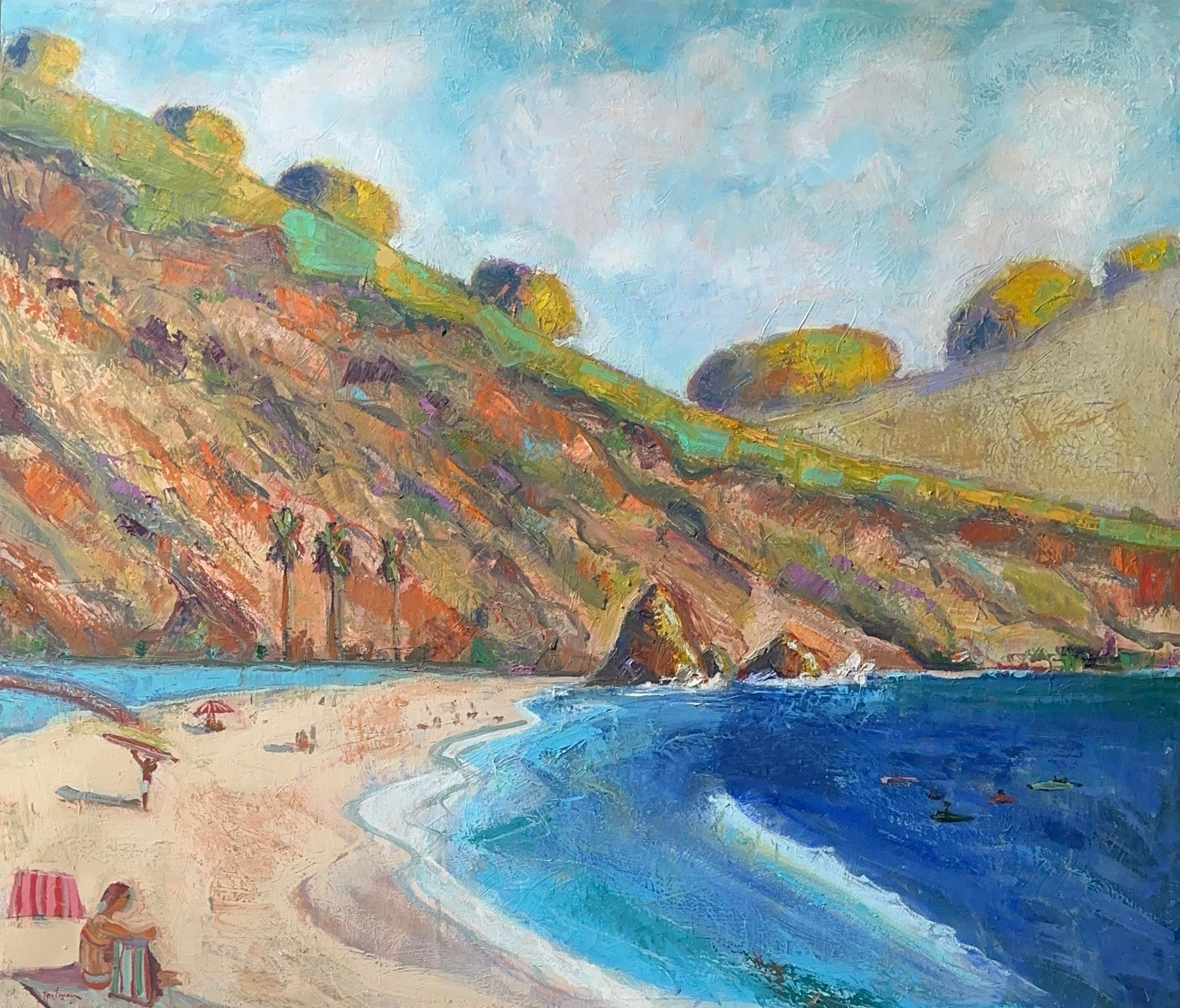 Expressionist Original Rodeo Beach Oil Painting by James Hartman | Chairish