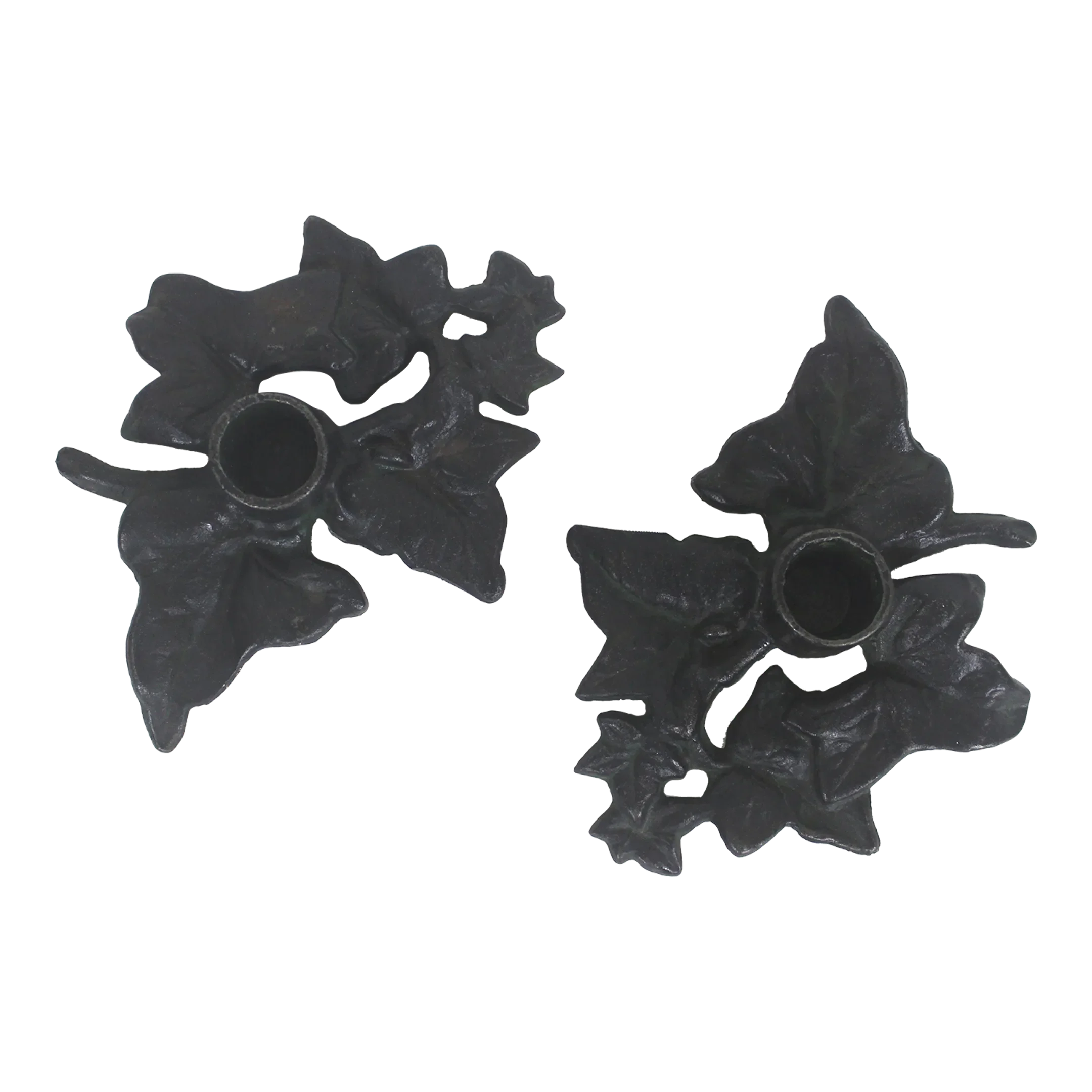 Vintage Black Cast Iron Ivy Leaf Candle Holders, a Pair | Chairish
