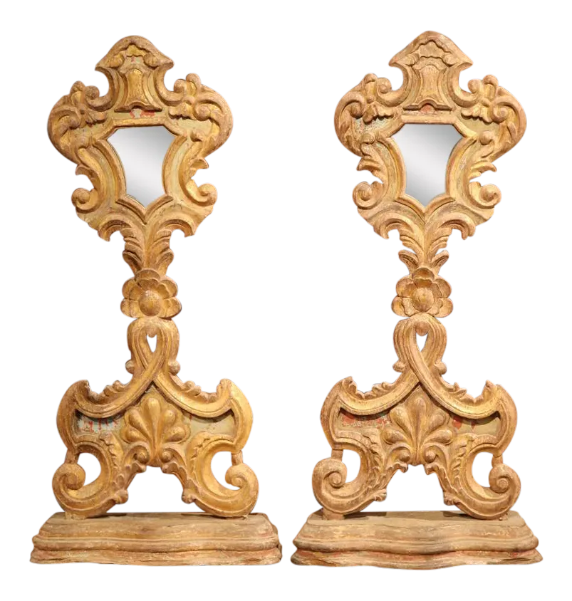 Early 19th Century Italian Carved and Gilt Church Mirrors on Stand - a ...
