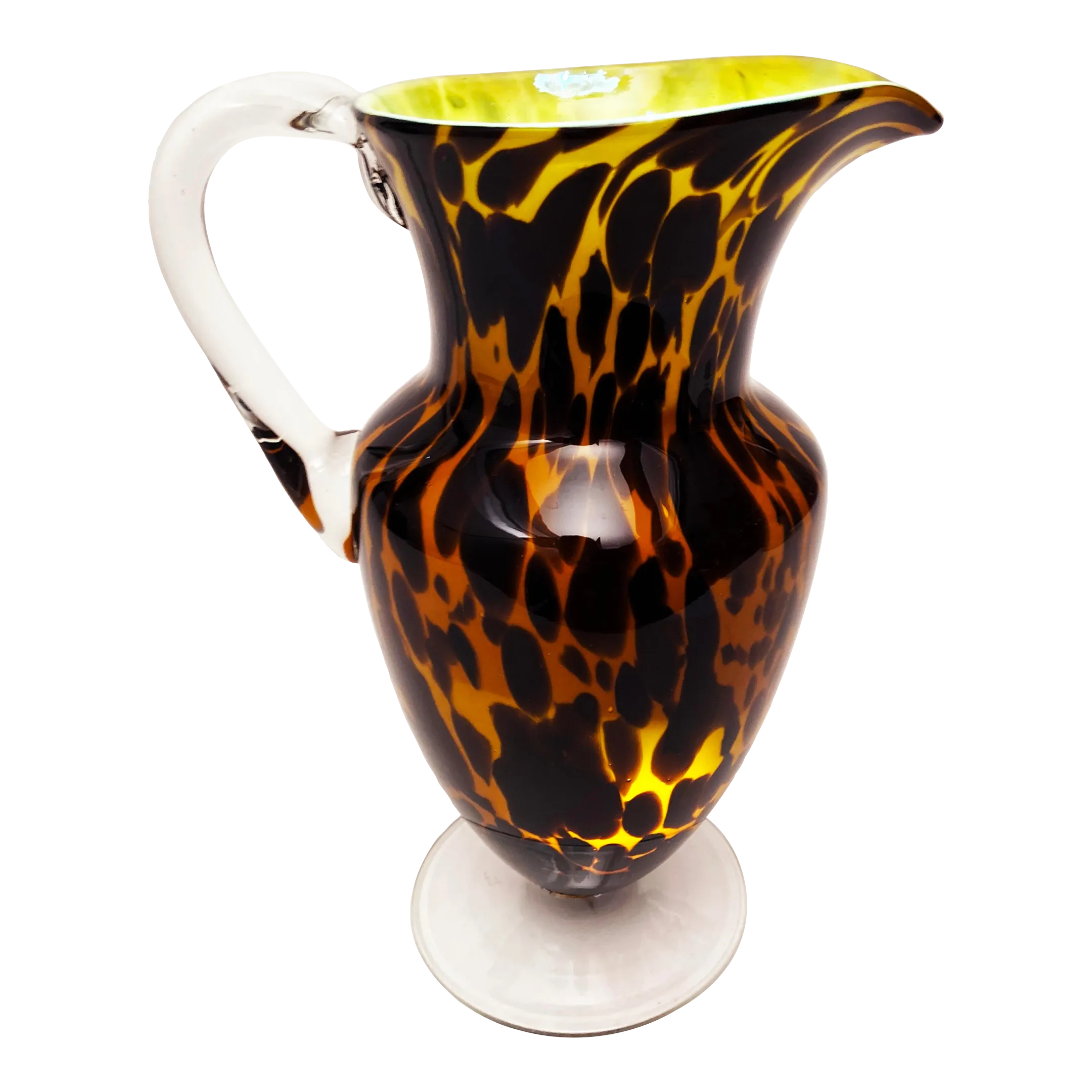 1990s Vintage Hand-Crafted Art Glass Murano-Style Leopard Pitcher ...