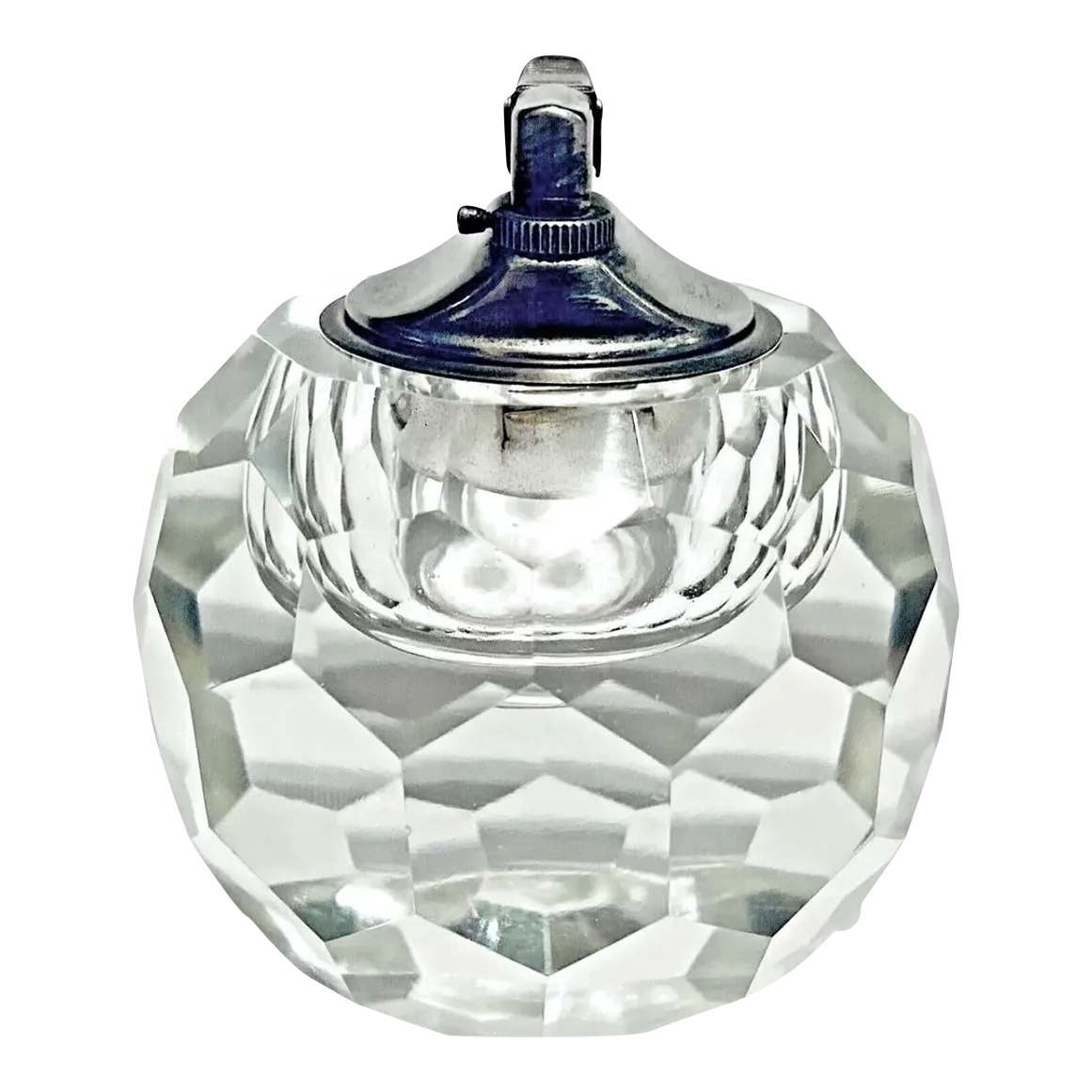 Large Mid Century Modern Faceted Hexagonal Heavy Crystal Cigarette ...