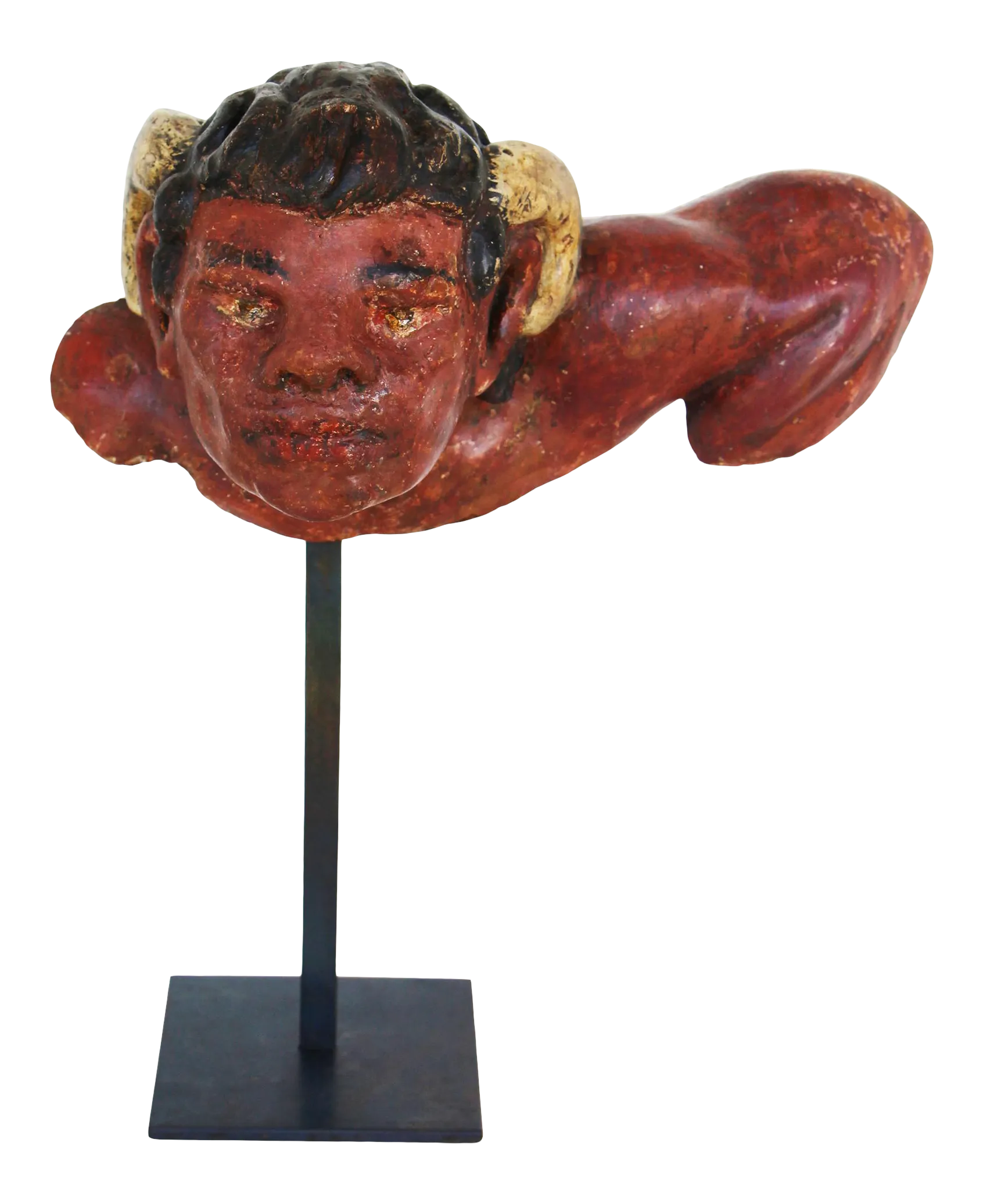 18th Century Baroque Fragment of a Devil With Ram Horns | Chairish