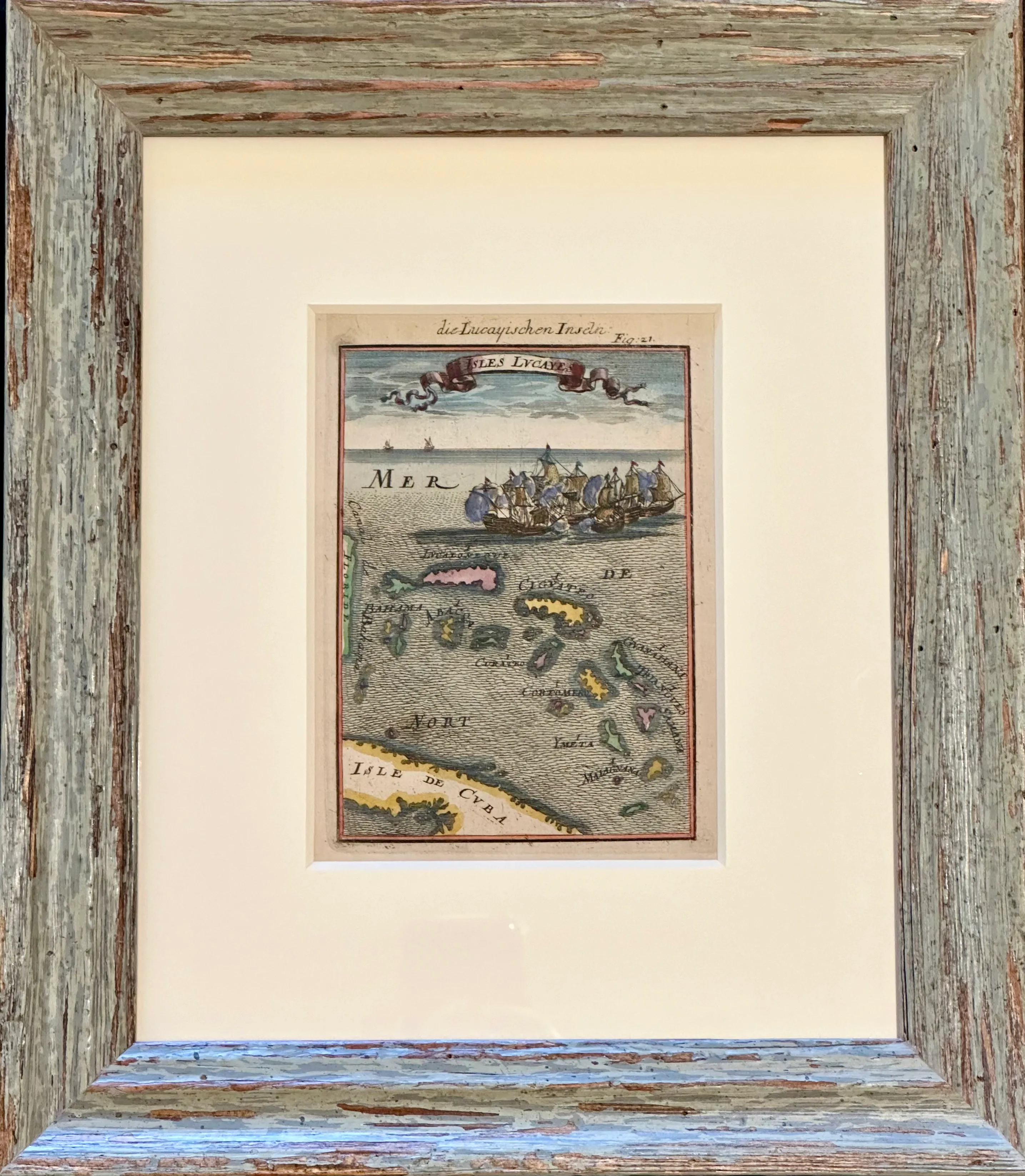 1684 Bahamas Chart by Mallet, Framed | Chairish