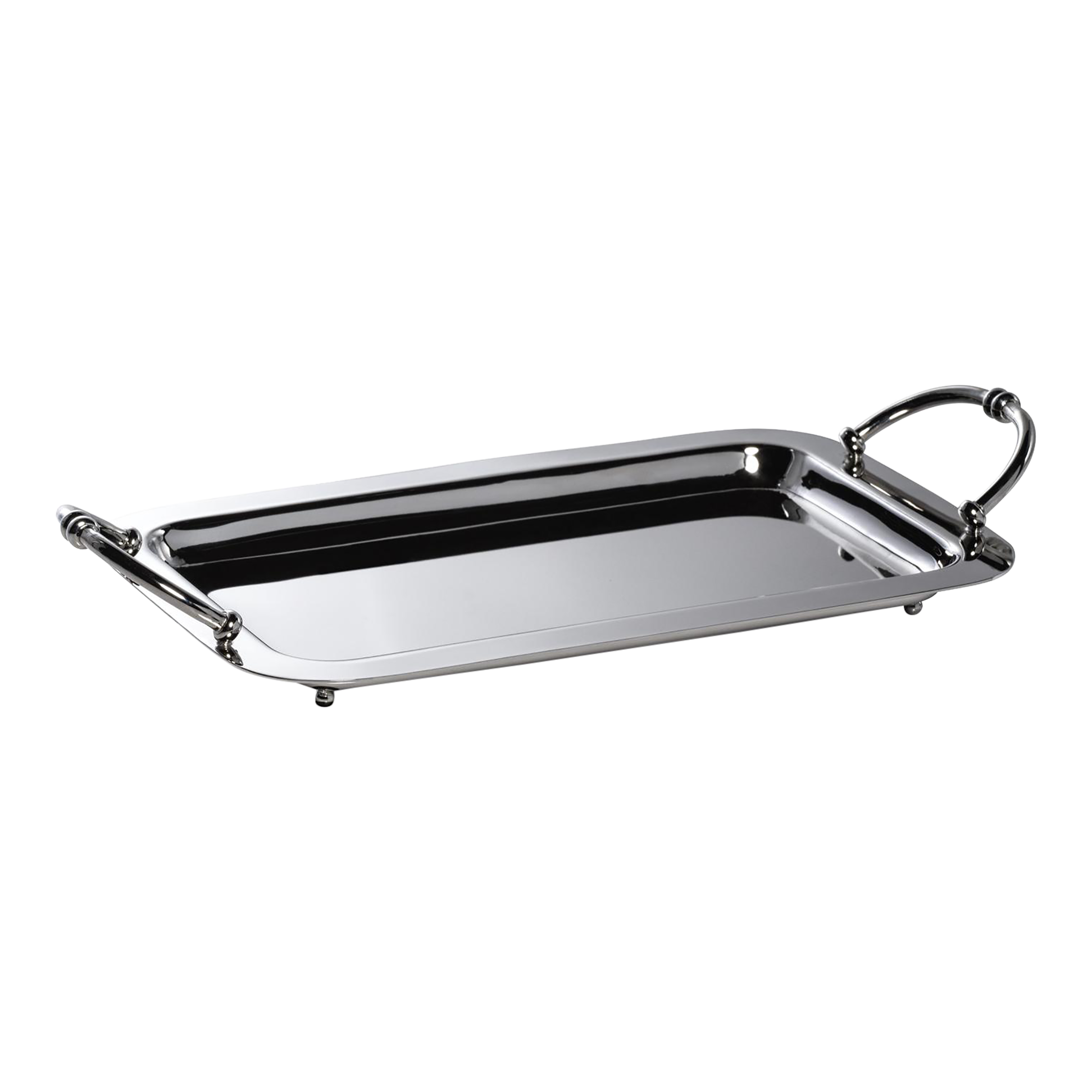 Manetta Polished Steel and Brass Tray, Small, Nickel | Chairish