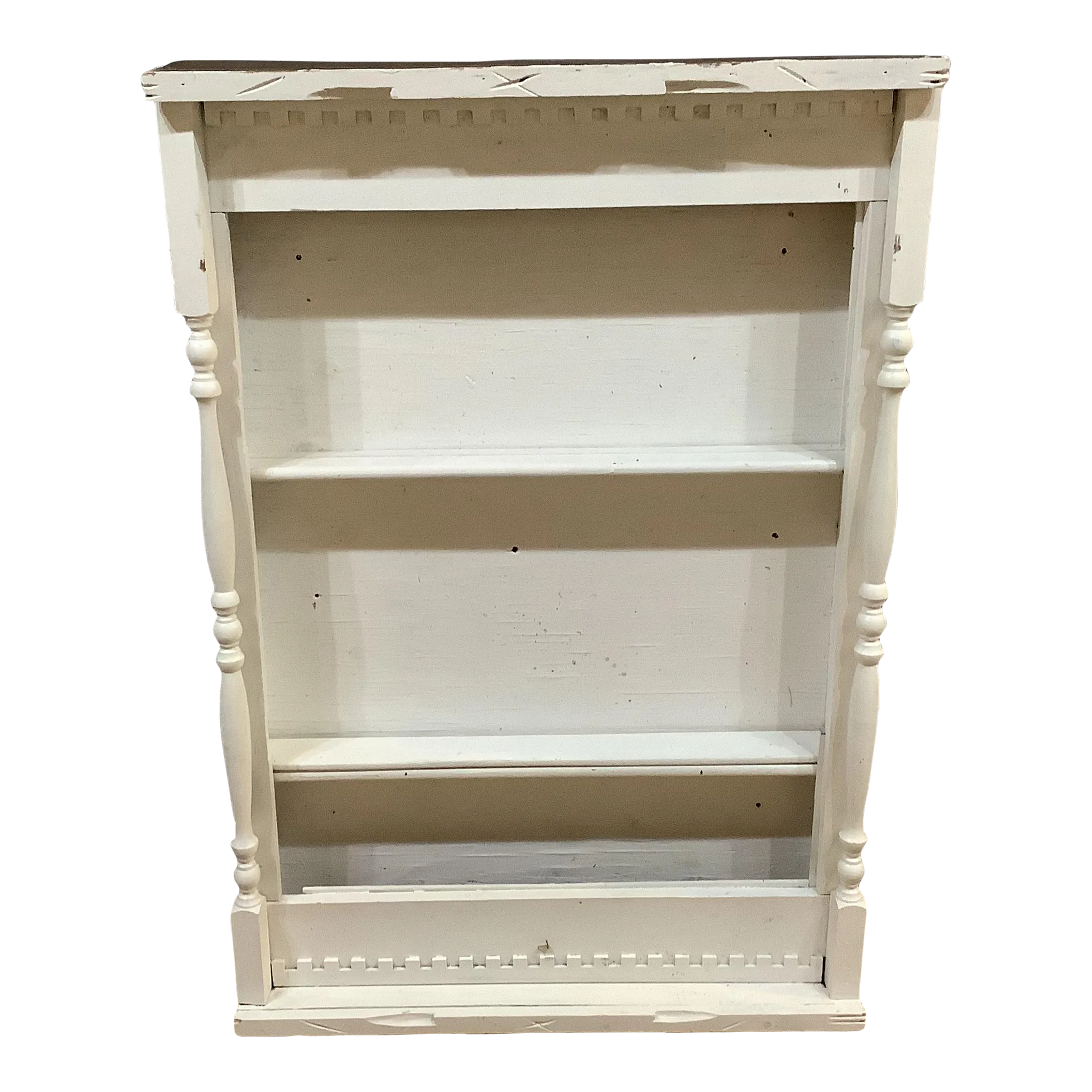 Antique Painted White Large Plate Platter Rack Wall Unit Dental Molding ...
