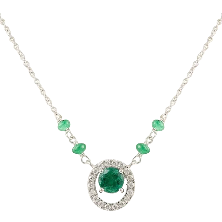 Everyday Emerald Diamond Chain Necklace 18k Solid White Gold | Chairish