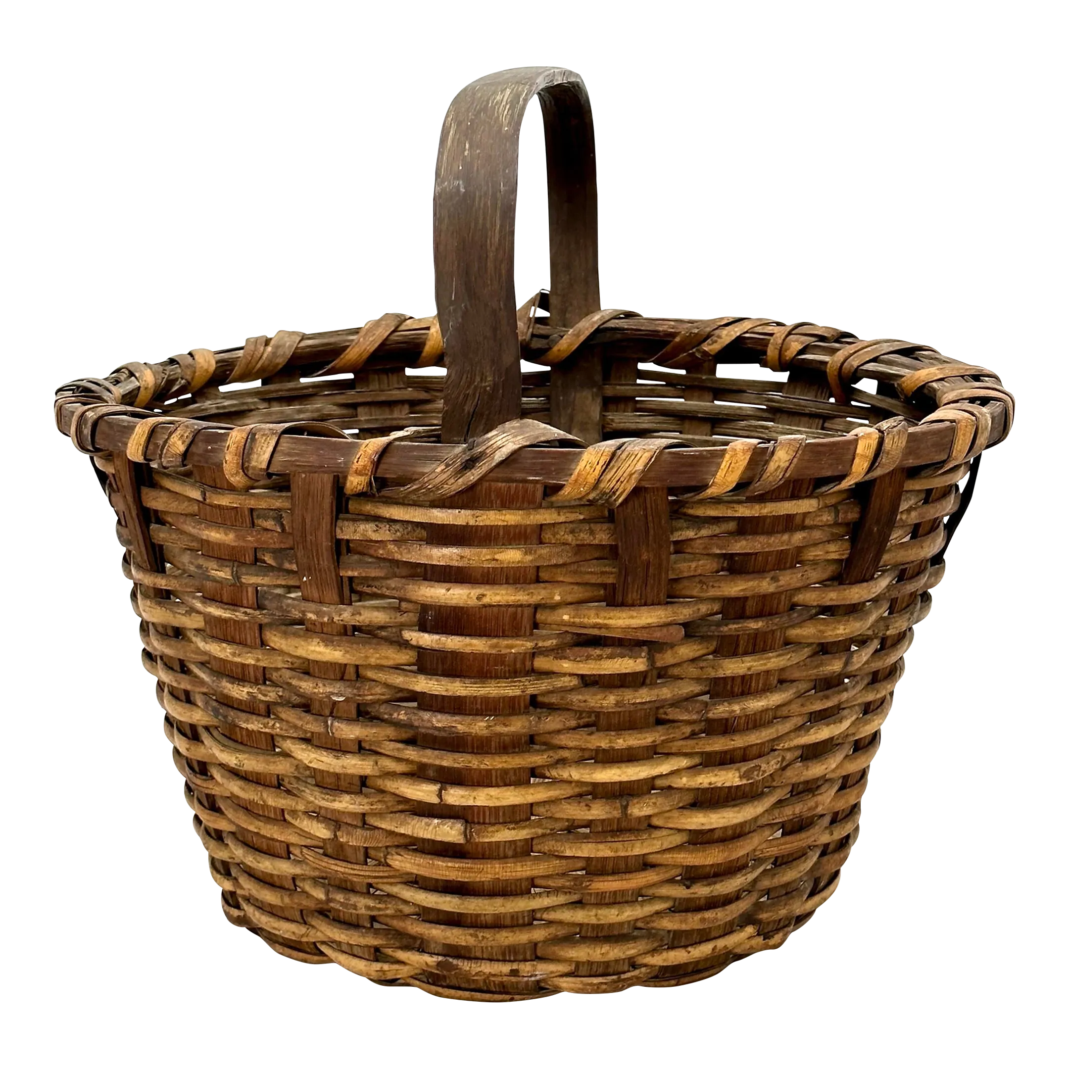 Unusual Large Antique American Hand Interwoven Heavy Gauge Brown Ash ...