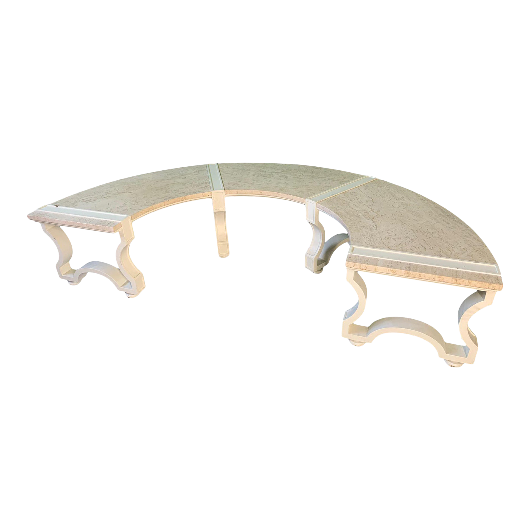 Granite Topped Curved Bench Seat in the Style of Dorothy Draper | Chairish