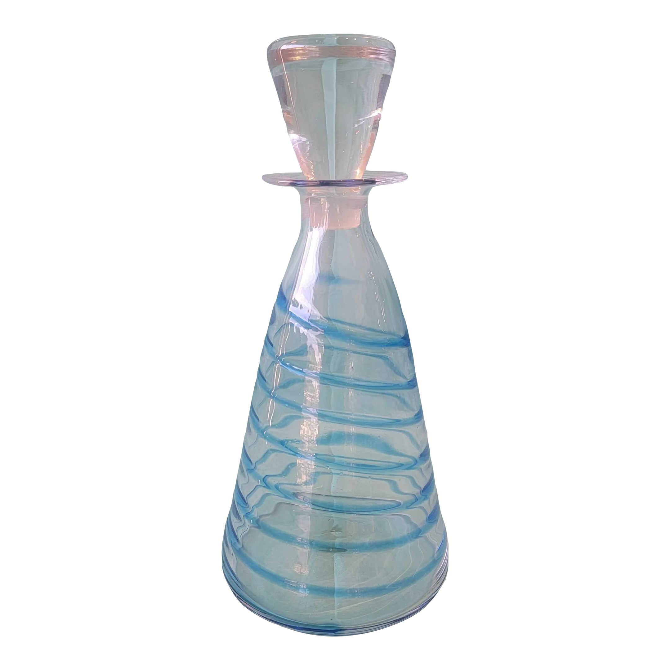 Vintage 1990s Blenko Blue Swirl Decanter | Chairish