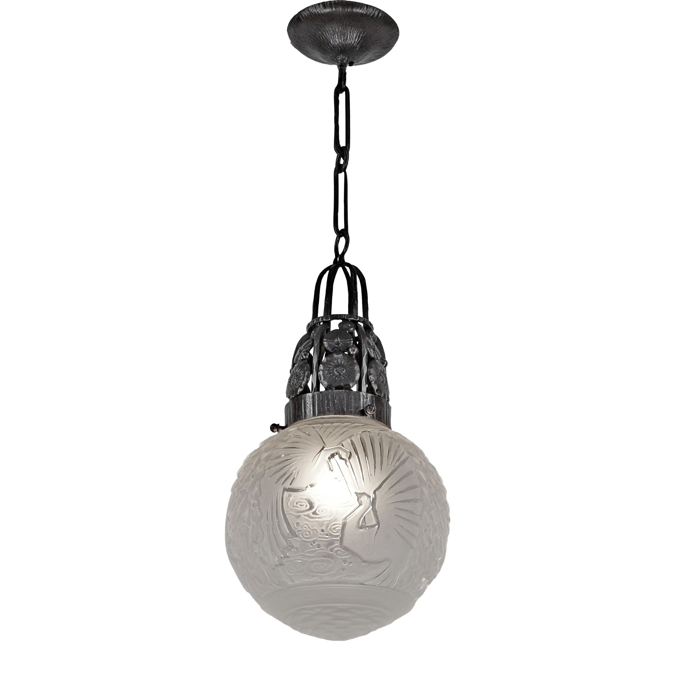 French Art Deco Pendant Light Chandelier By Muller Fr res Marcel
