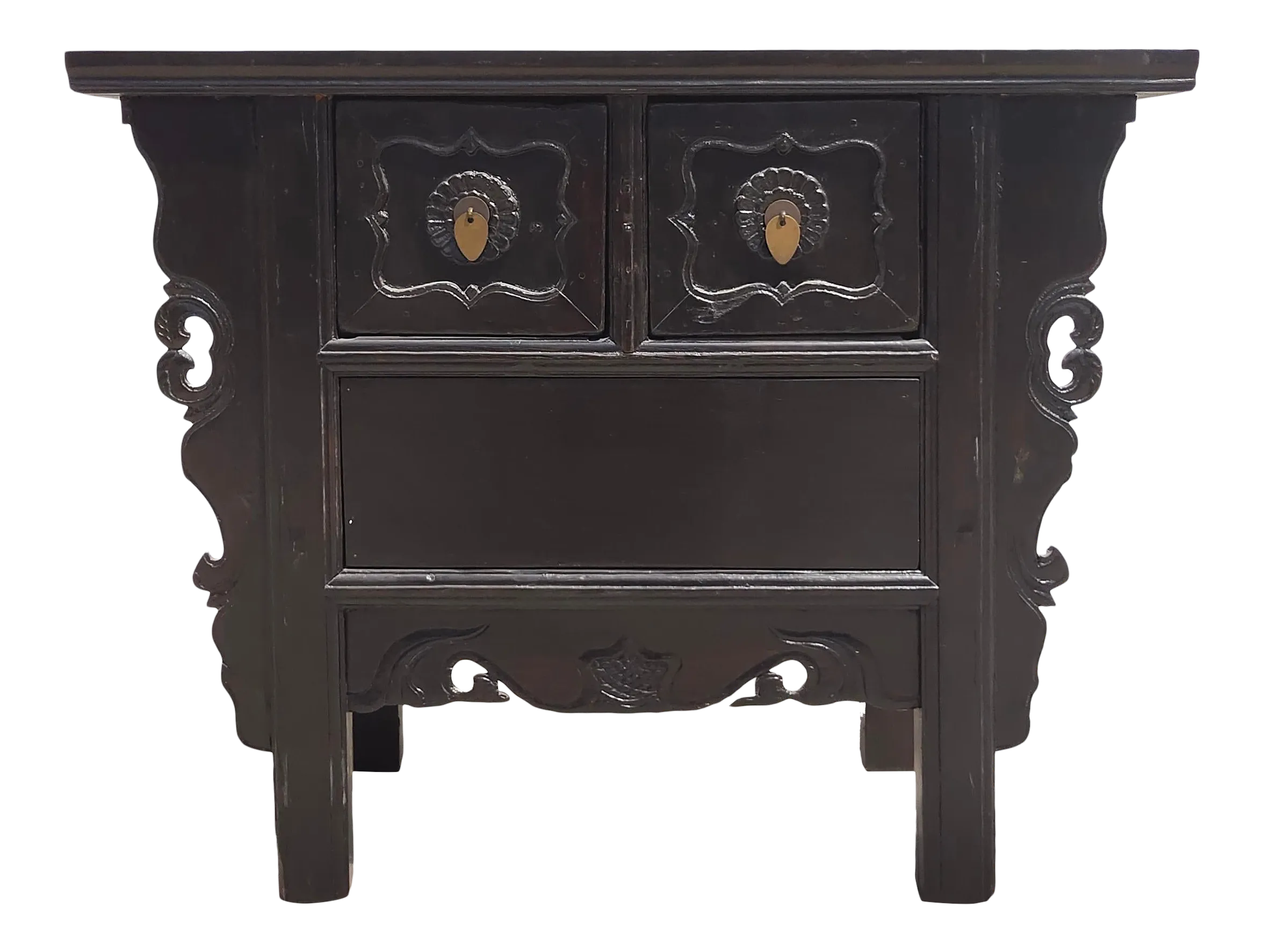 Early 20th Century Dark Brown Antique Coffer Table with Two Drawers ...