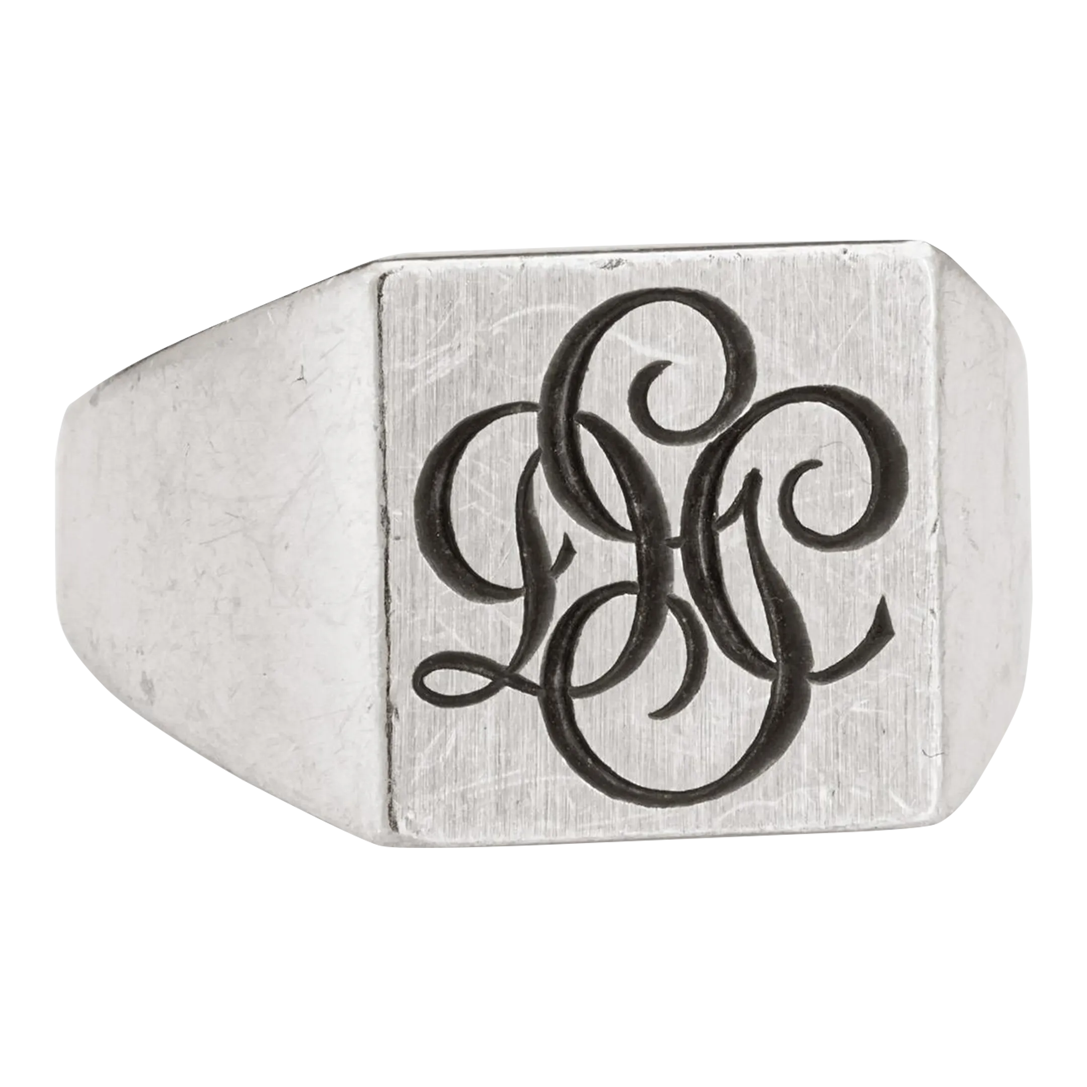 Vintage Cartier Initial Platinum Square Band Signet Ring Size 6.75 ...