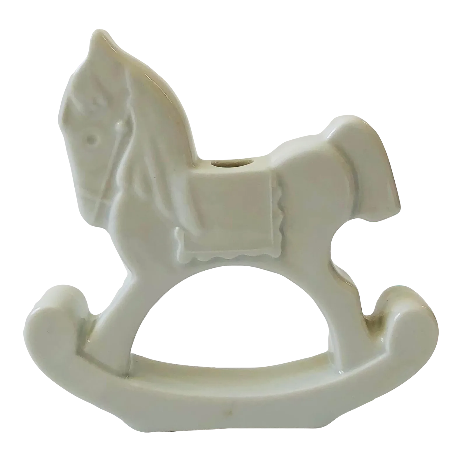 German Porcelain Rocking Horse Candle Holder | Chairish