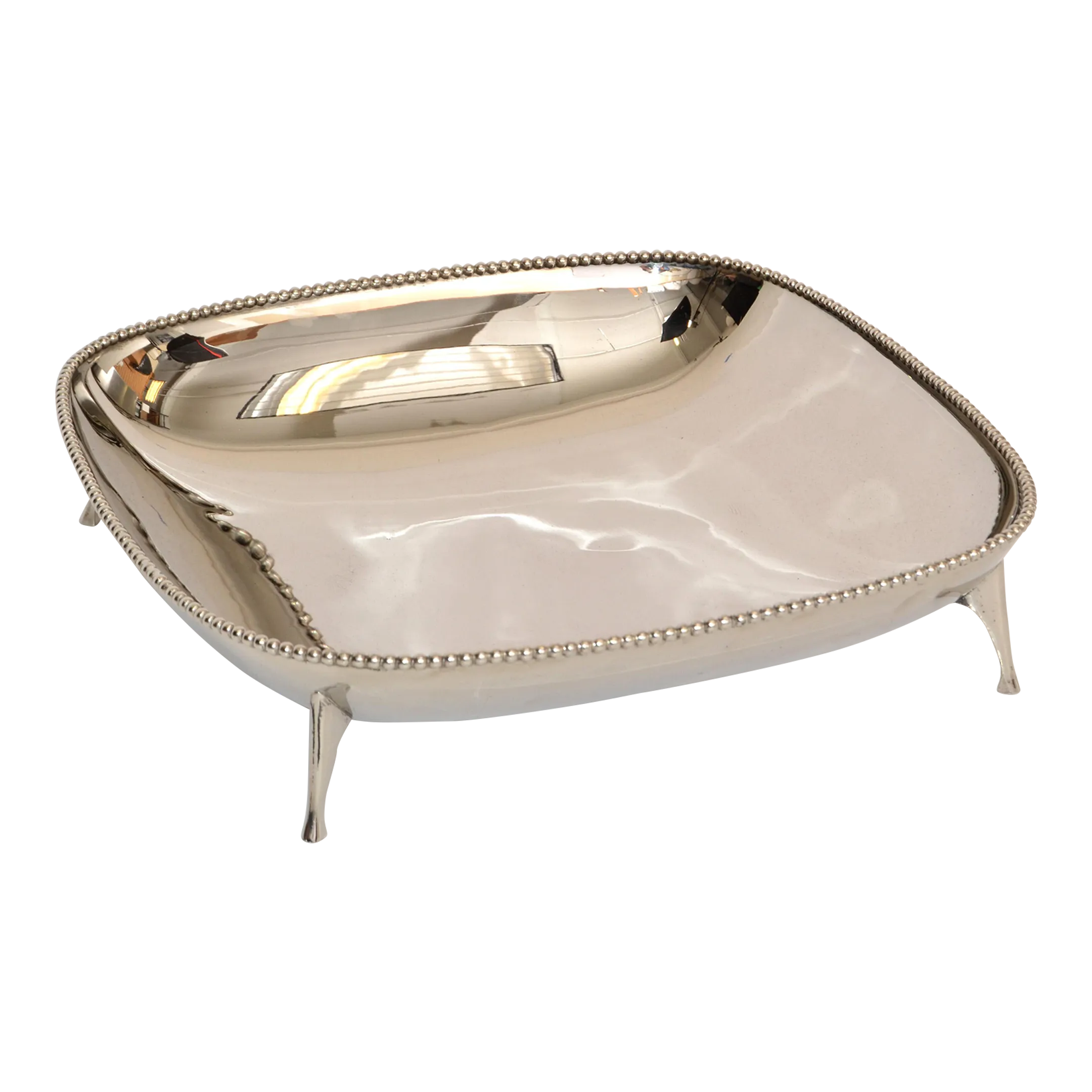 Art Deco Style Square Footed Bowl Silver Plated Steel & Silver Border ...