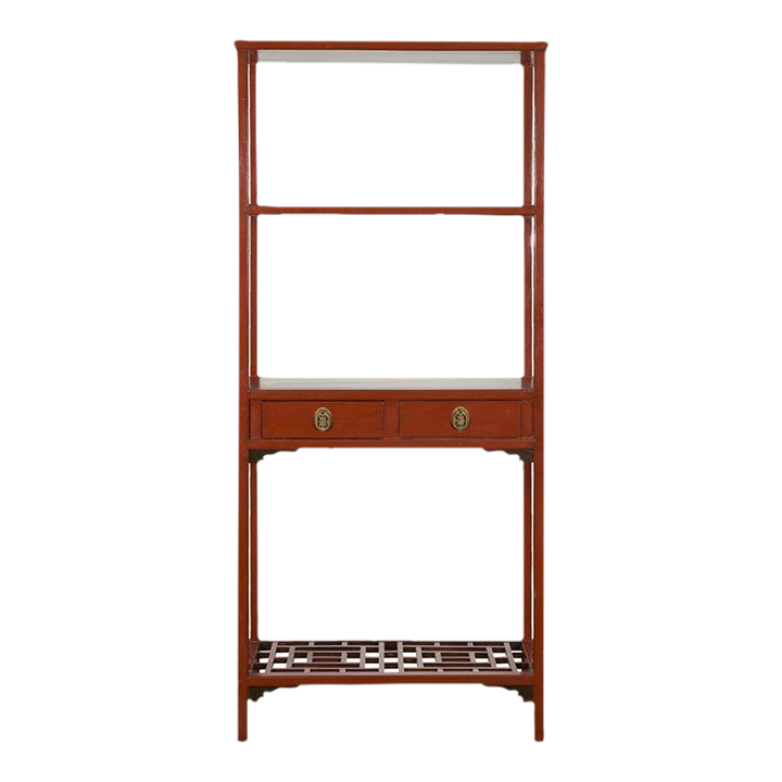 Early 20th Century Chinese Late Qing Dynasty Period Open Bookshelf with ...