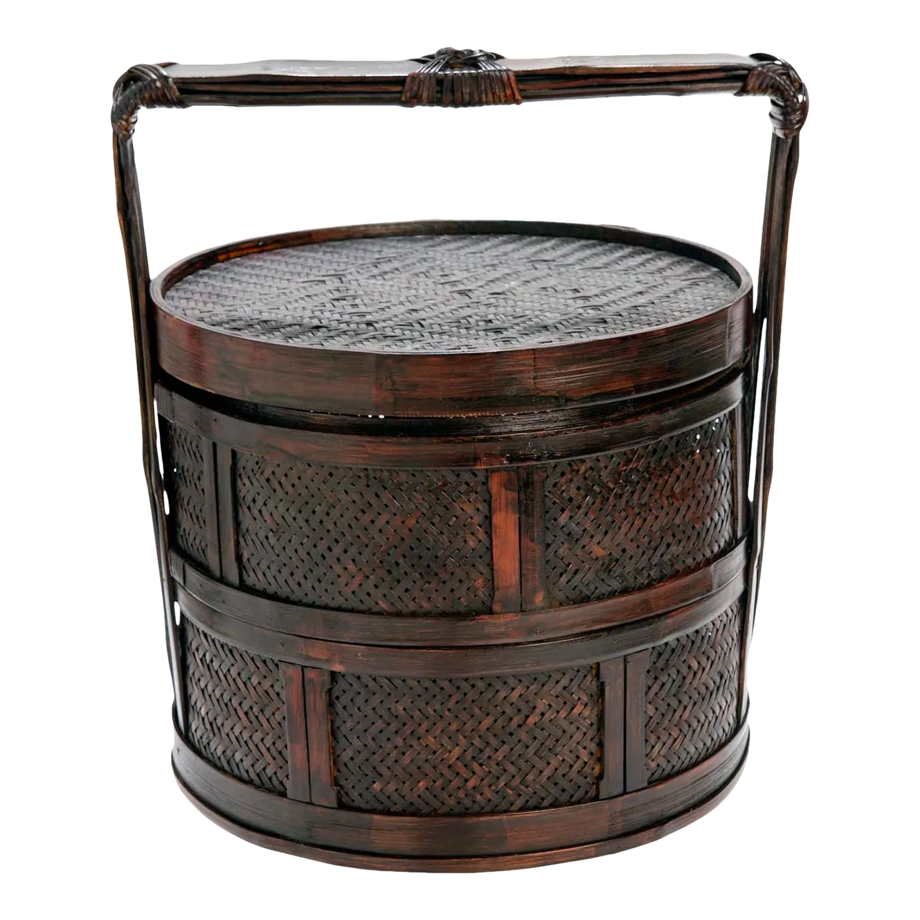 Late 20th Century Chinese Rattan Tiered Lunch Box | Chairish