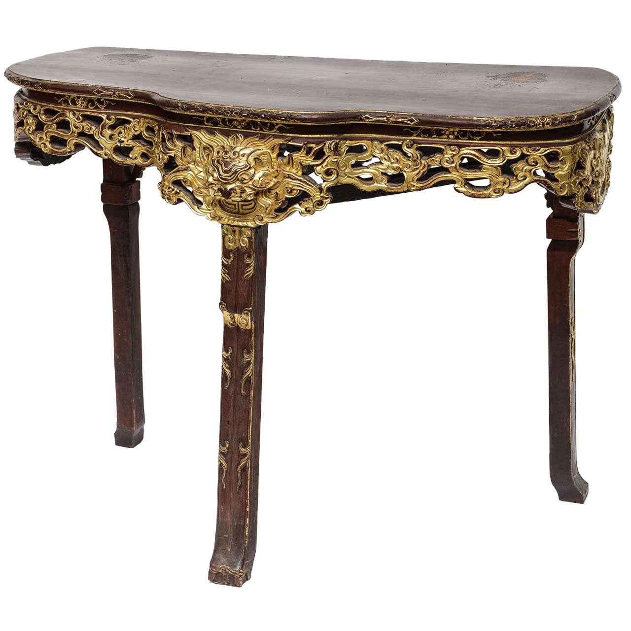 Antique Chinese 3 Legged Console Table | Chairish