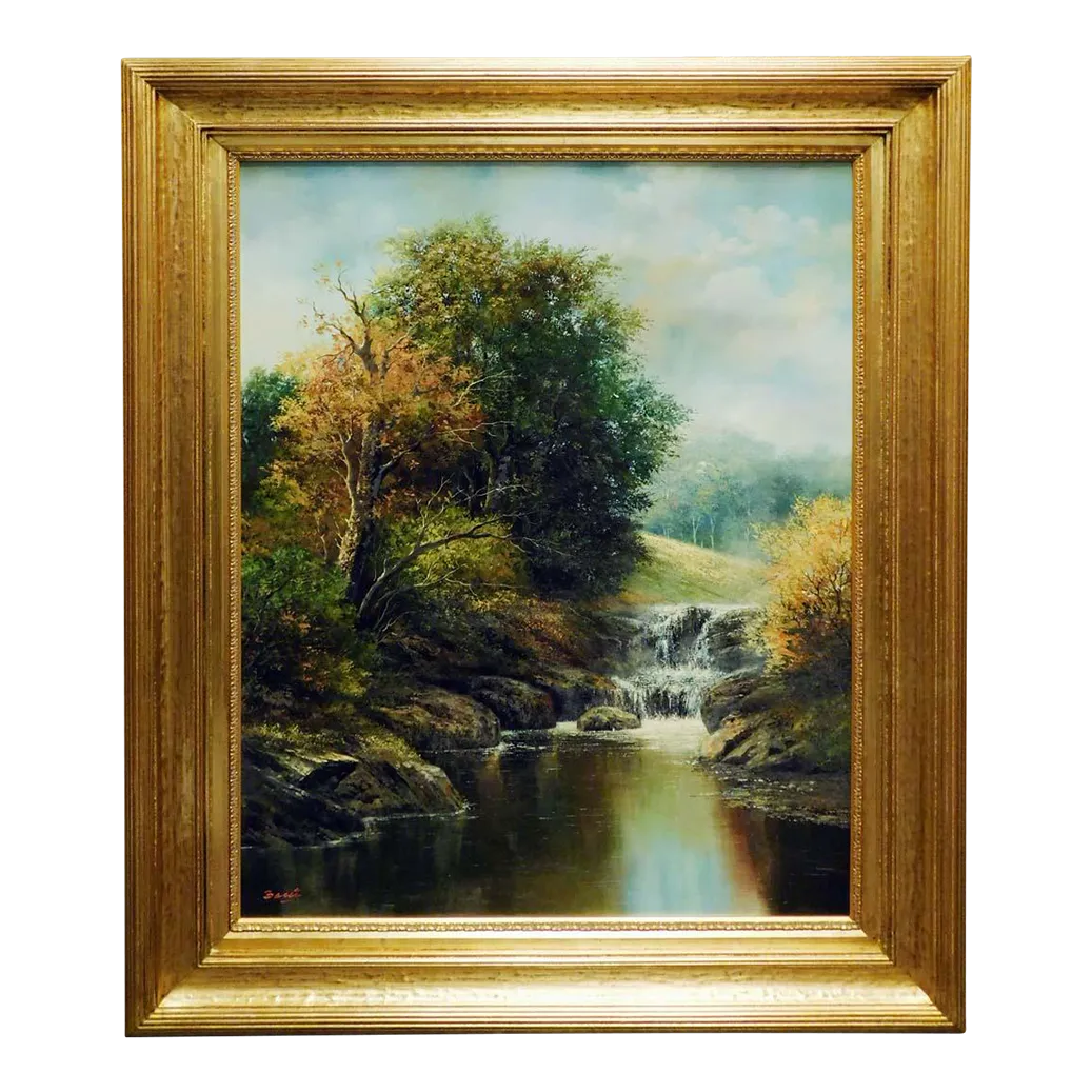 2000s "Autumn Scene" Landscape Oil Painting on Canvas by Bacci, Framed ...