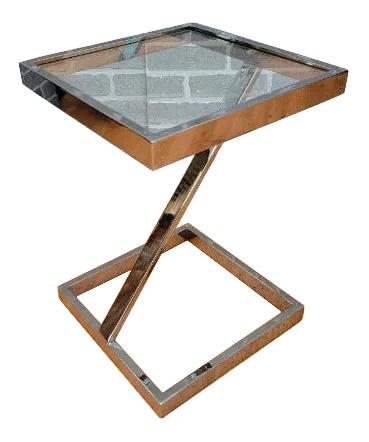 Pace Collection Z Chrome and Glass End Table | Chairish