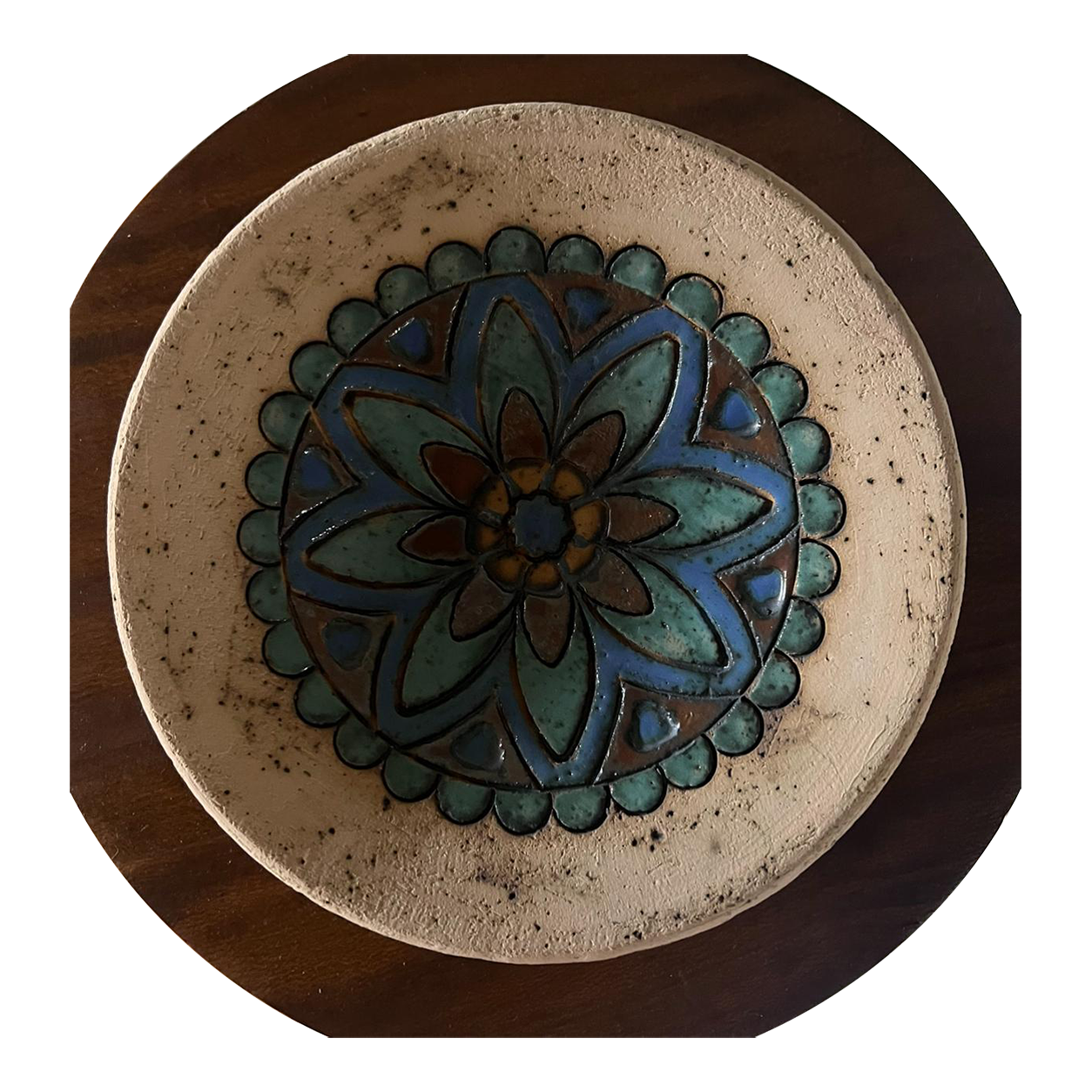 Vintage Clay Pottery Colorful Dish/Bowl Southwest | Chairish