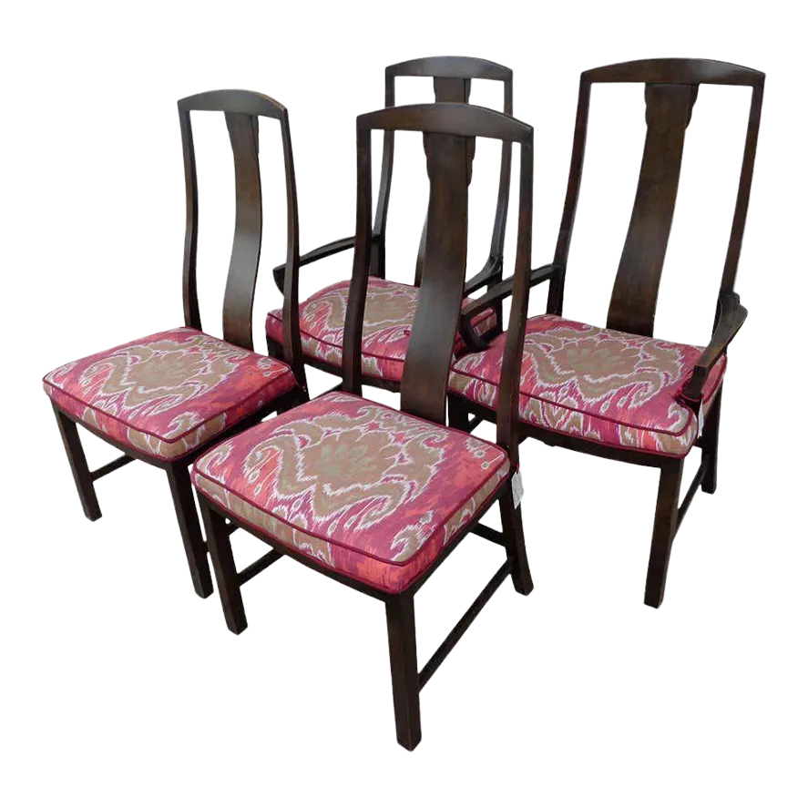 17th Century Baker Ikat Print Dining Chairs - Set of 6 | Chairish