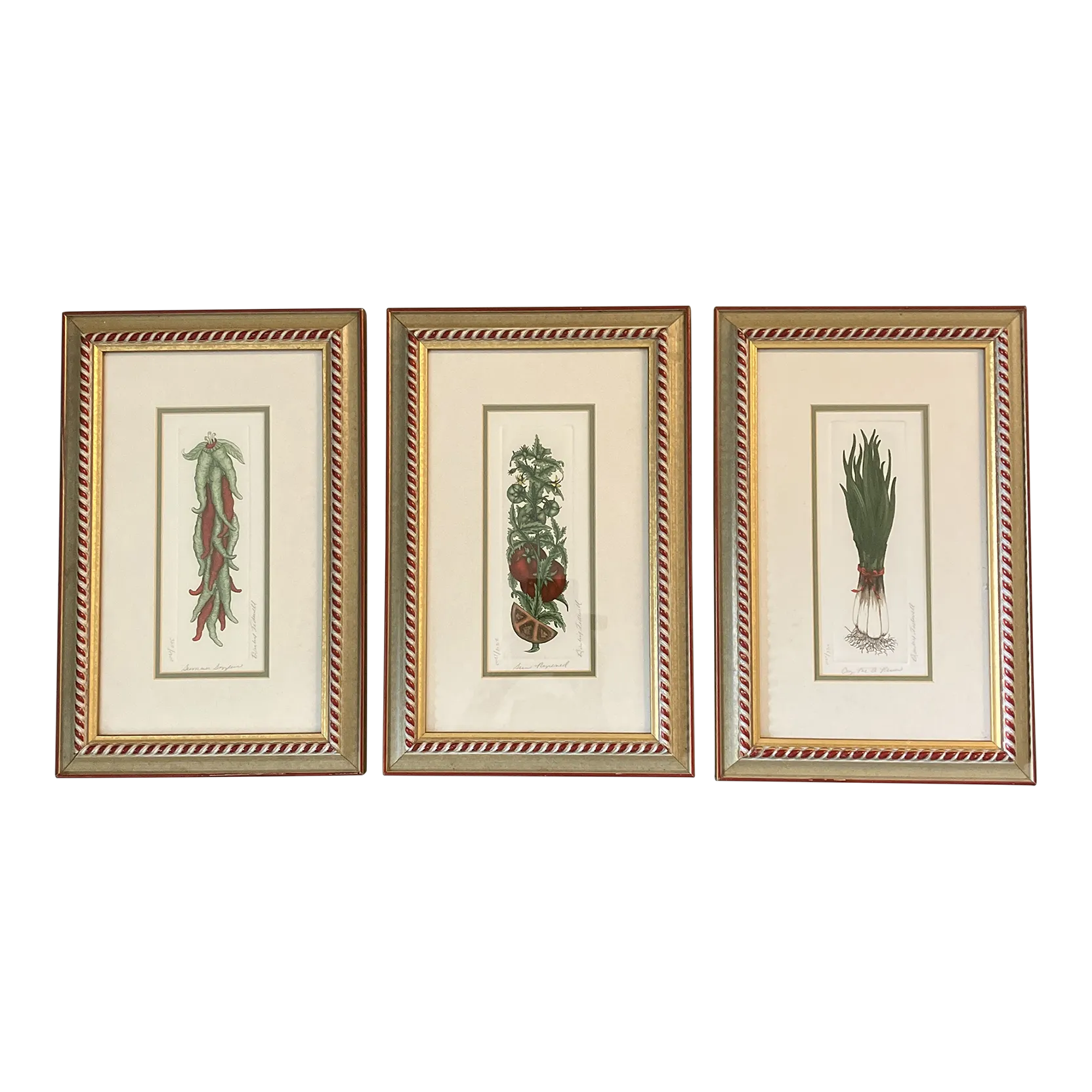 1980’s Original Vintage 3 Vegetable Colored Lithograph Prints Custom ...