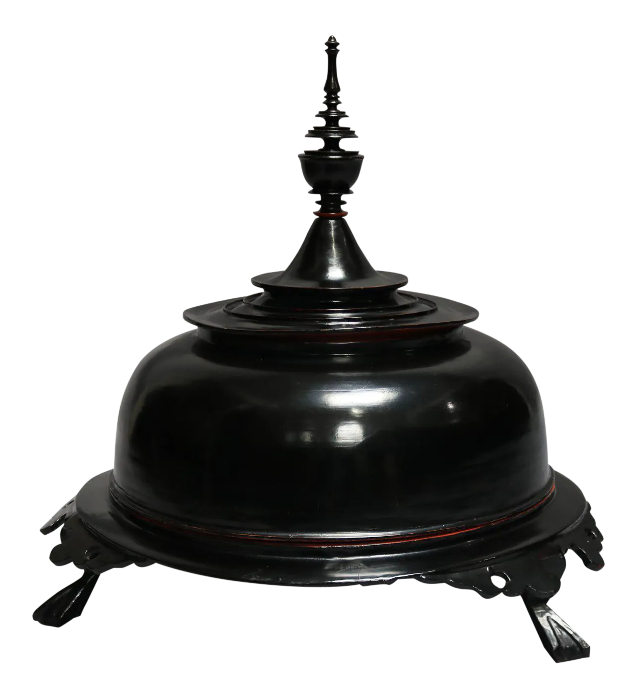 Lacquered Bamboo Offering Tray With Lid | Chairish