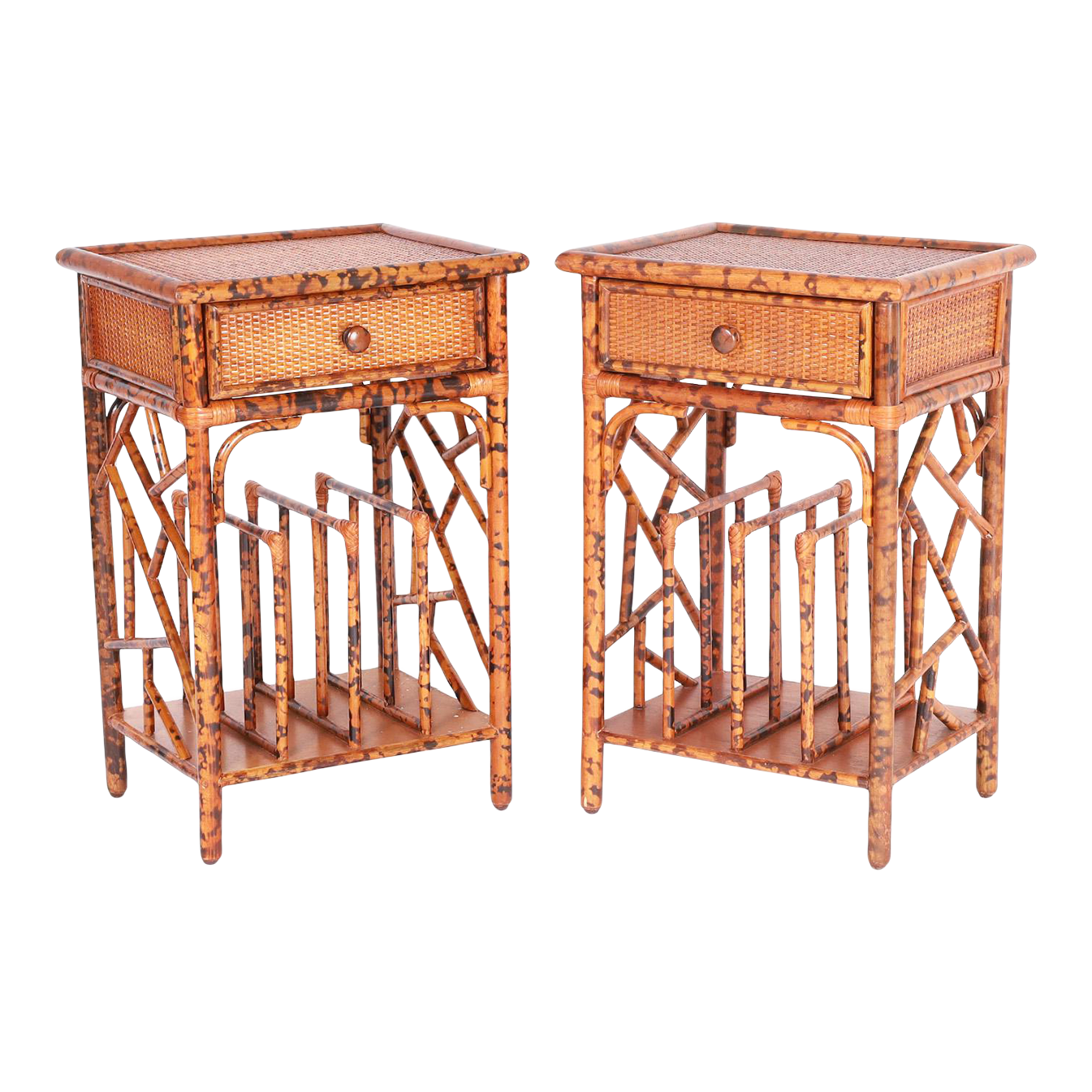 Pair of Faux Bamboo Stands | Chairish
