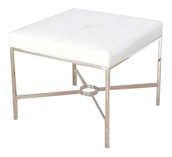 Modern Square Chrome X Base Bench | Chairish