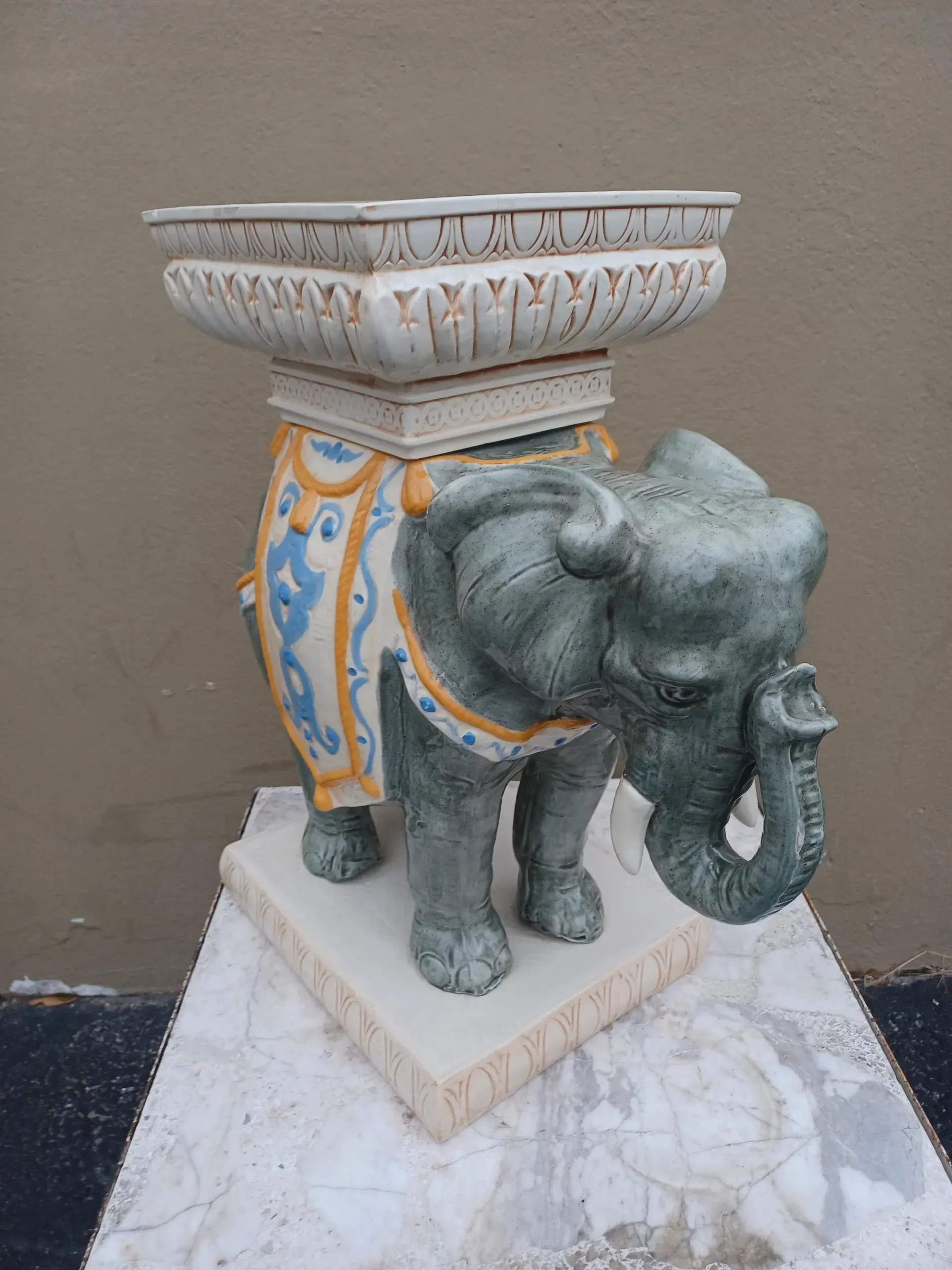 Vintage Ceramic Elephant Plant Stand Vintage Colorful Ceramic Elephant