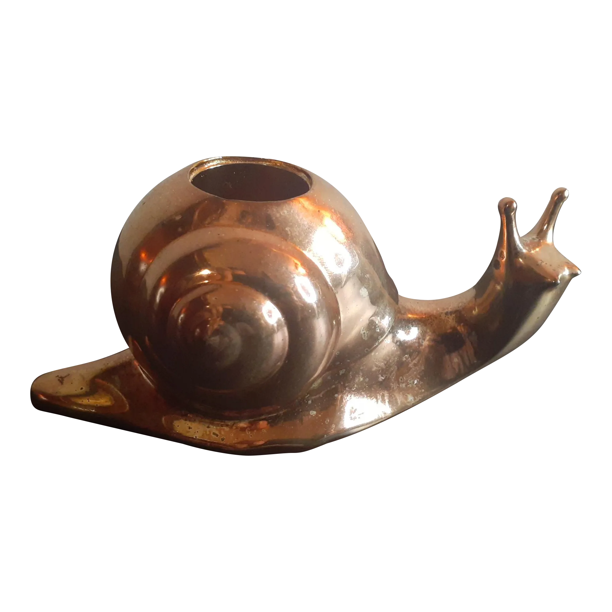 1940s Solid Copper Snail Figurine Single Candle Holder | Chairish