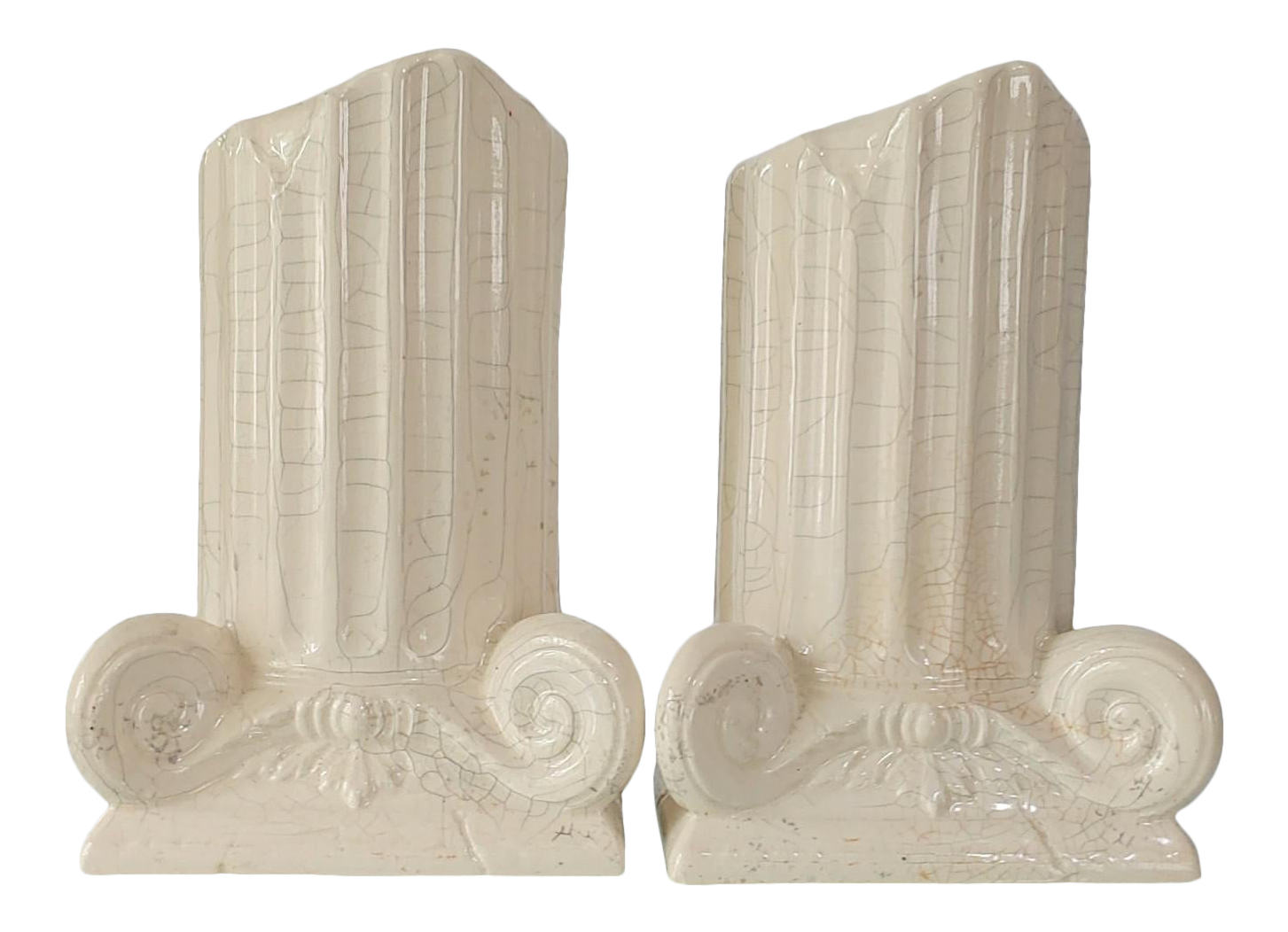 Vintage Neoclassical Ceramic Column Bookends- a Pair | Chairish