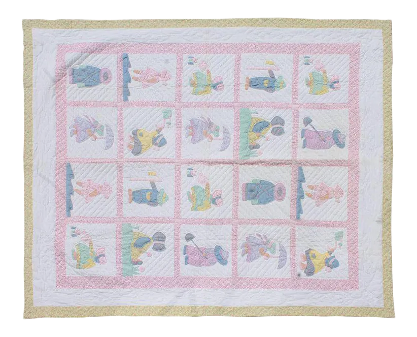 1940s Overall Sam & Sue Applique Quilt | Chairish