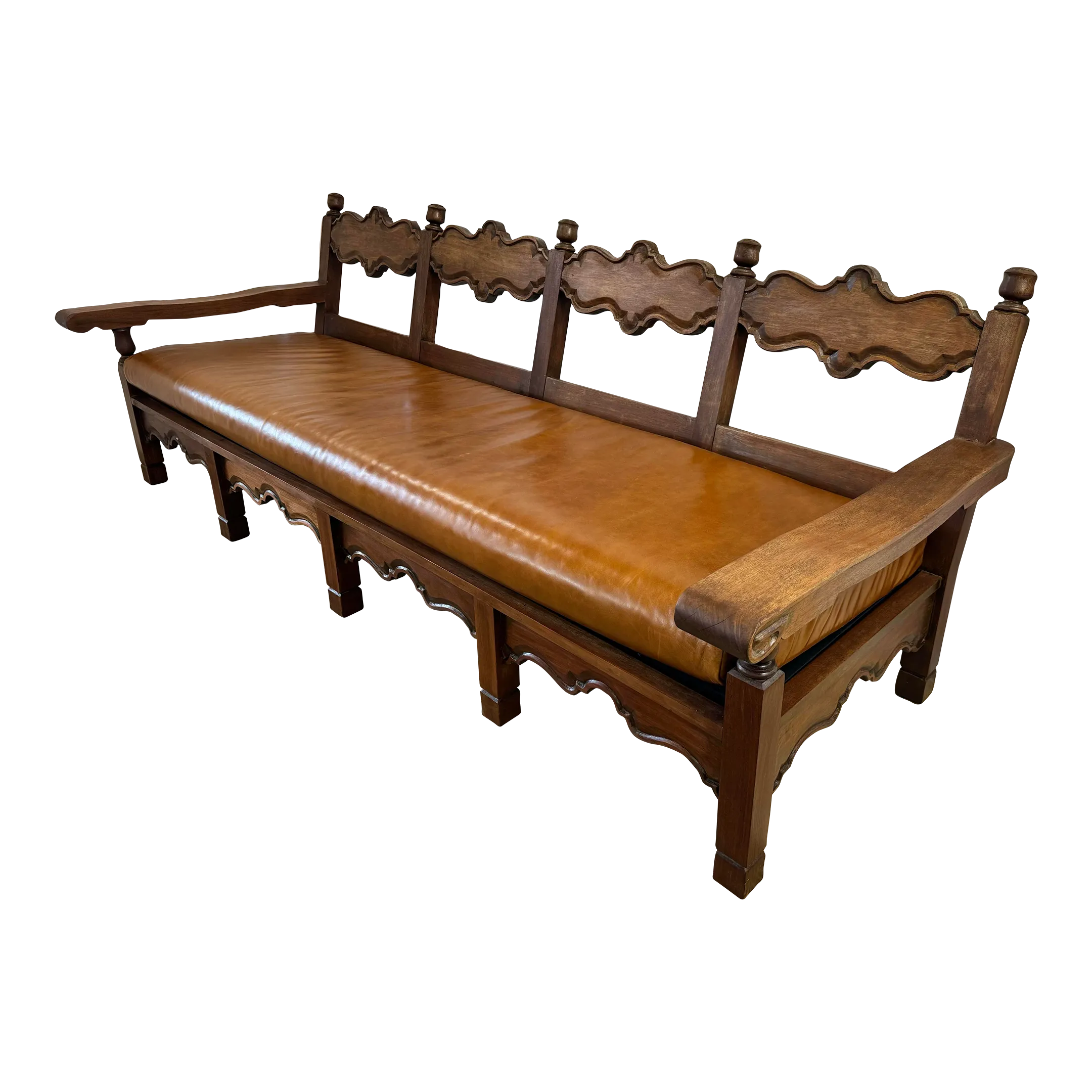 1970s Carved Mexican Sofa Bench | Chairish