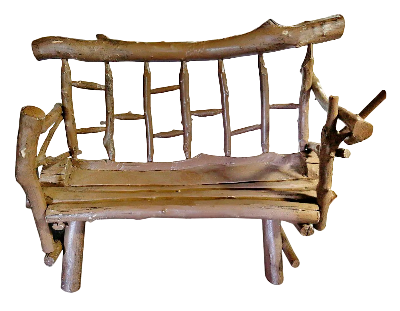 Authentic Large Rustic Primitive Branch Bench | Chairish