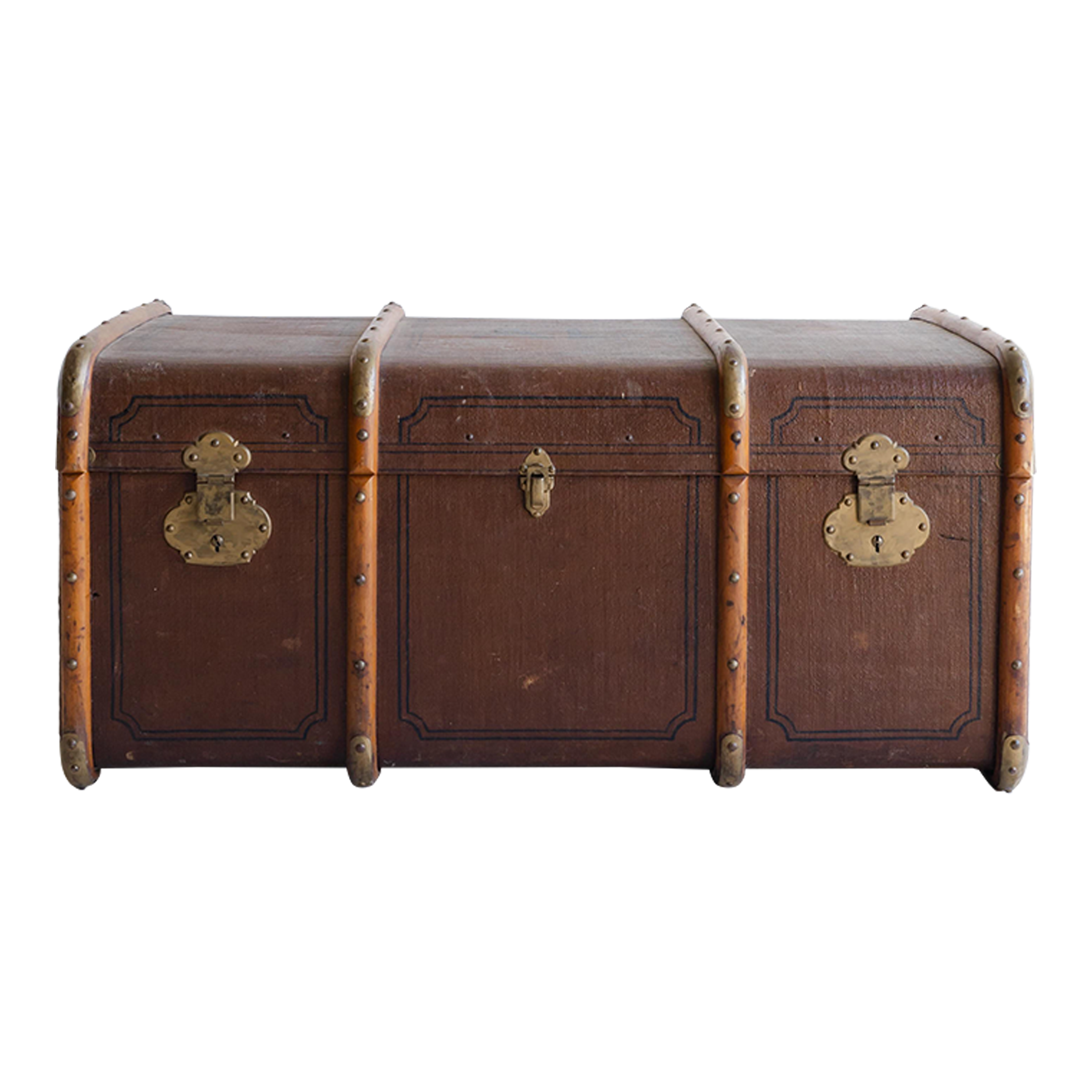 19th C French Trunk With Wood Details | Chairish