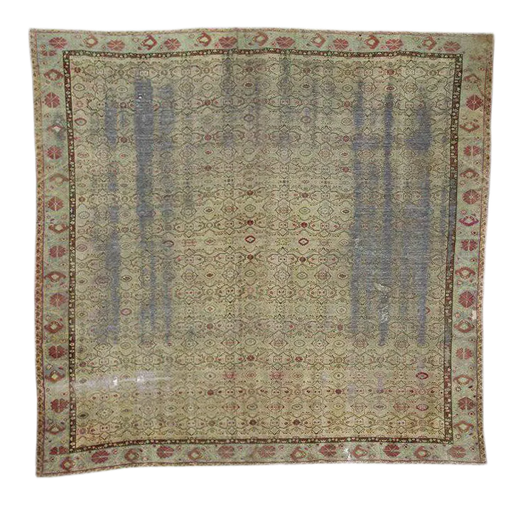 Distressed Antique Oversized Square Rug - 12′10″ × 13′9″ | Chairish